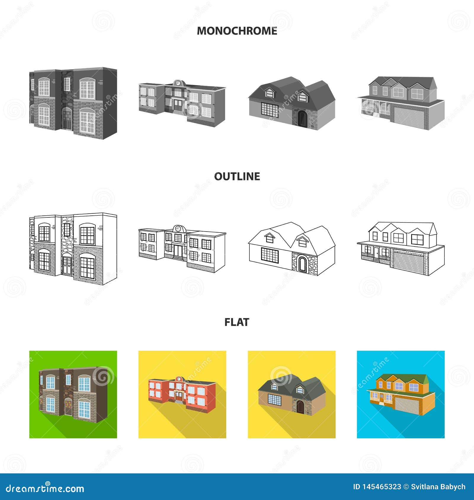 Vector Design of Facade and Housing Logo. Set of Facade and ...