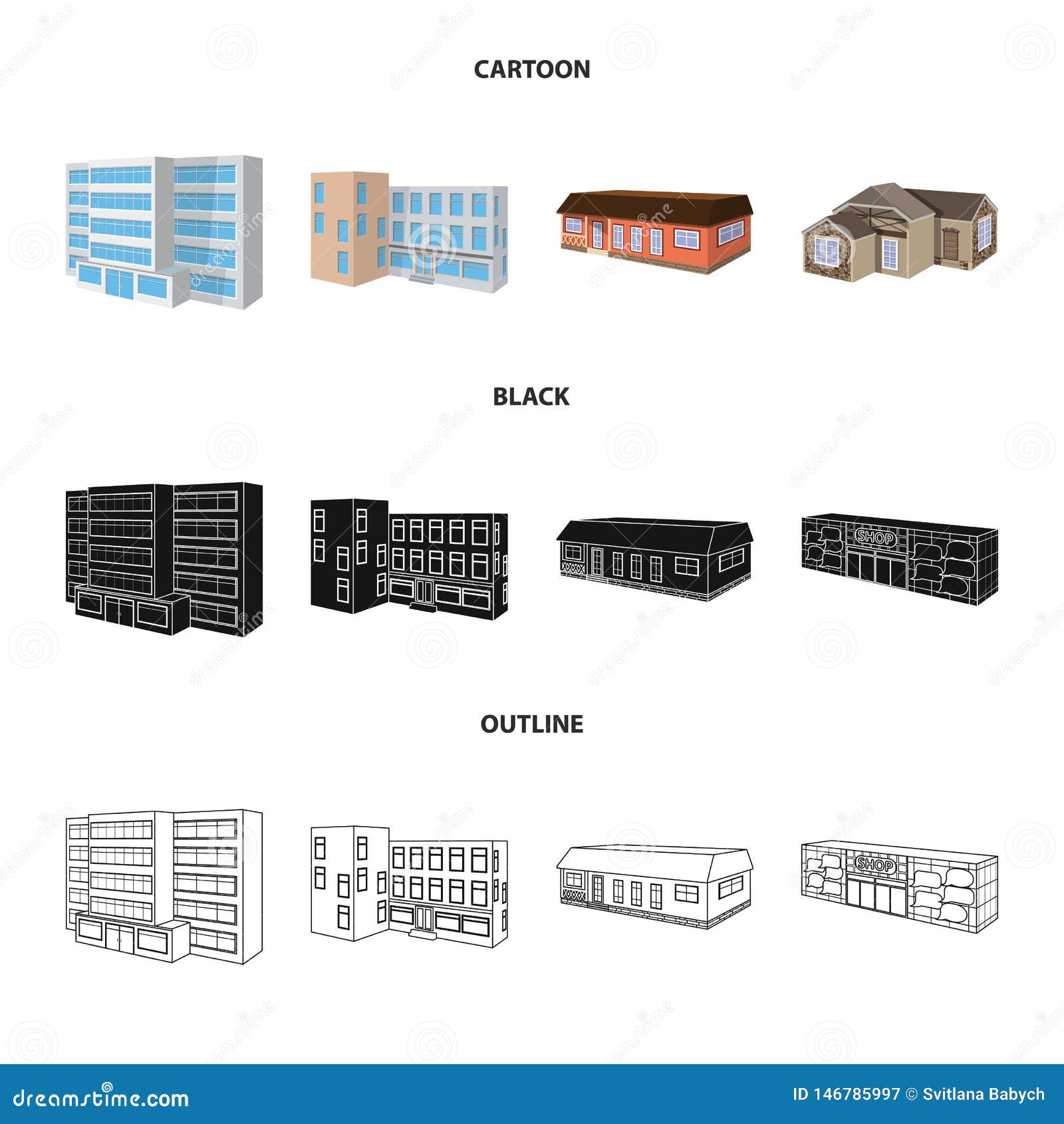 Vector Design of Facade and Housing Sign. Set of Facade and ...