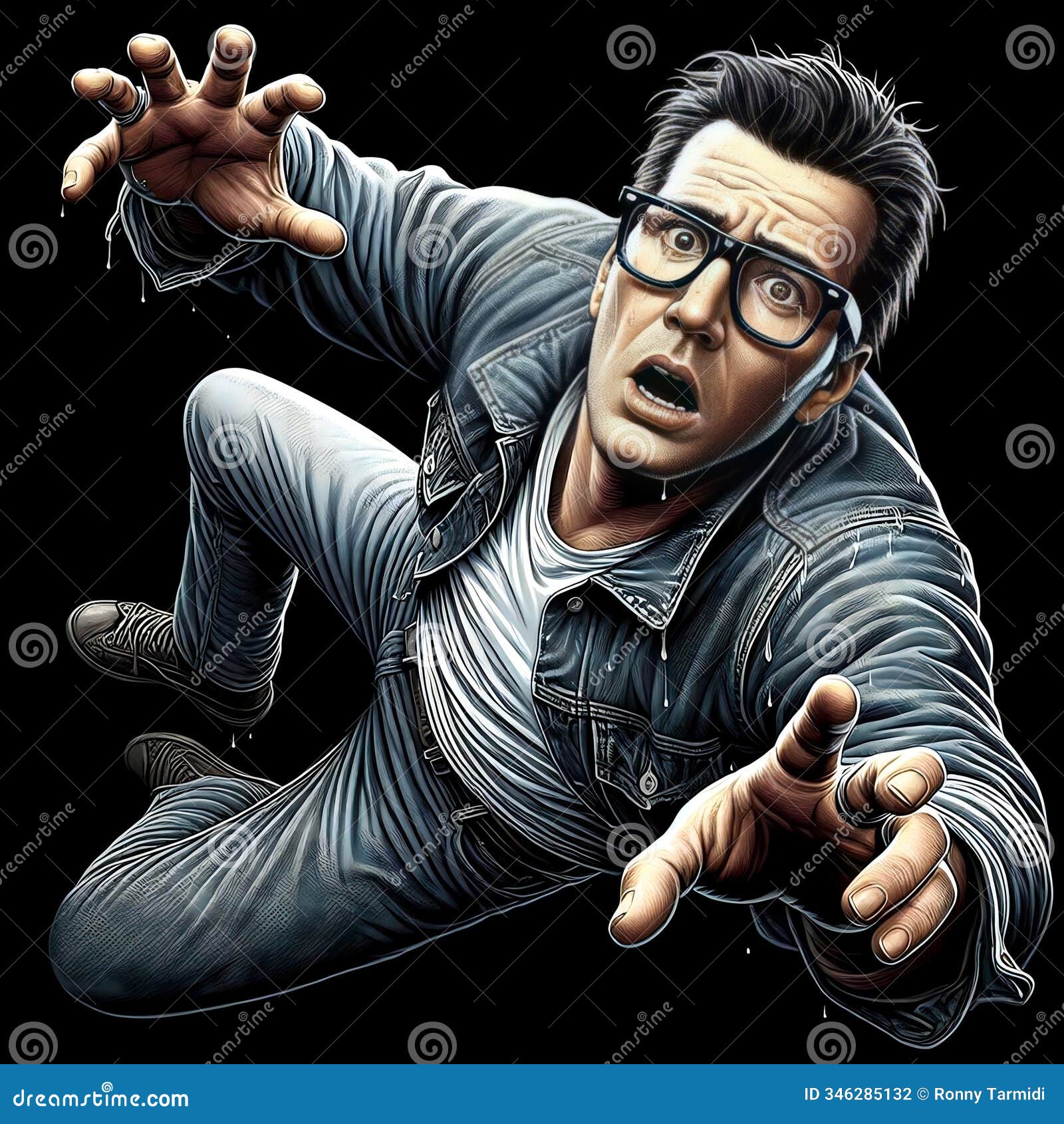 Vector Design of a Fallen Man on a Black Background Stock Illustration ...