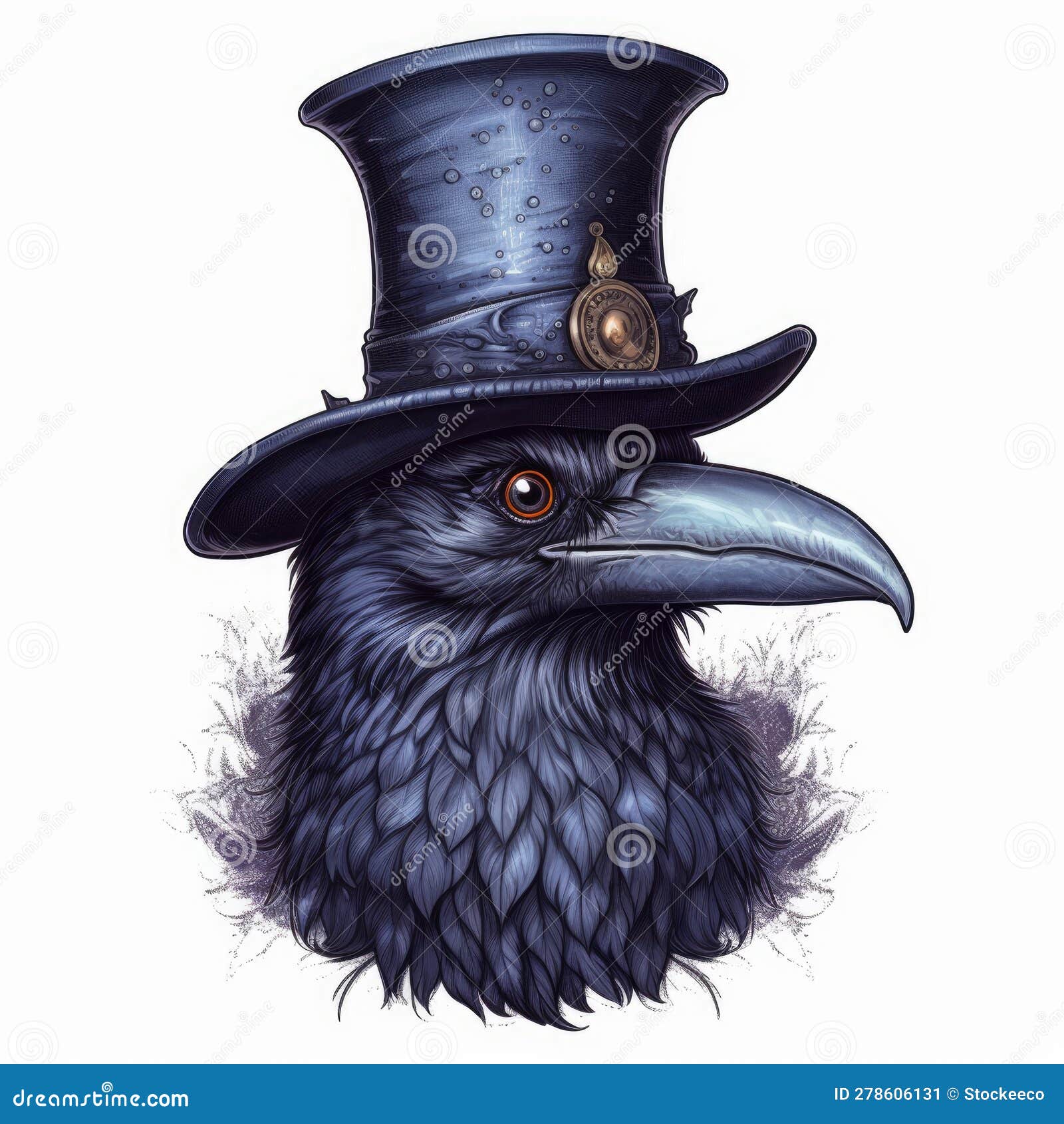 Crow with Tiny Top Hat T-shirt Design Stock Illustration - Illustration ...
