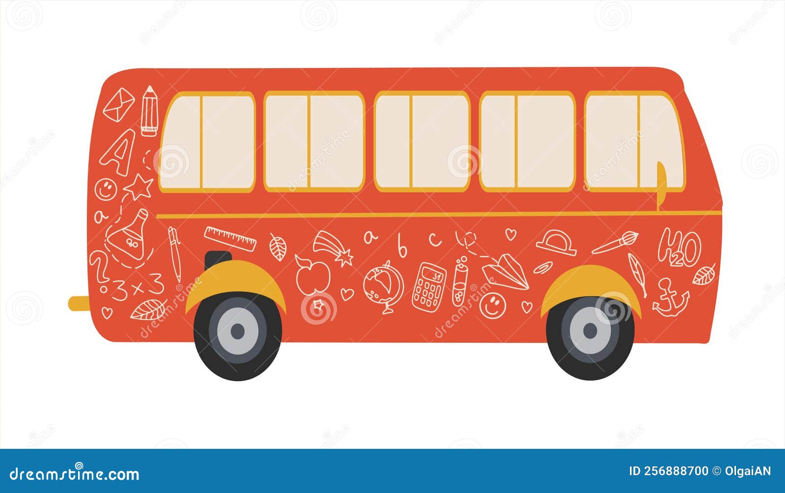 Vector Design of a Flat Bus with Doodle Drawings. Hand-drawn School ... Vector Design of a Flat Bus with Doodle Drawings. Hand-drawn School ...