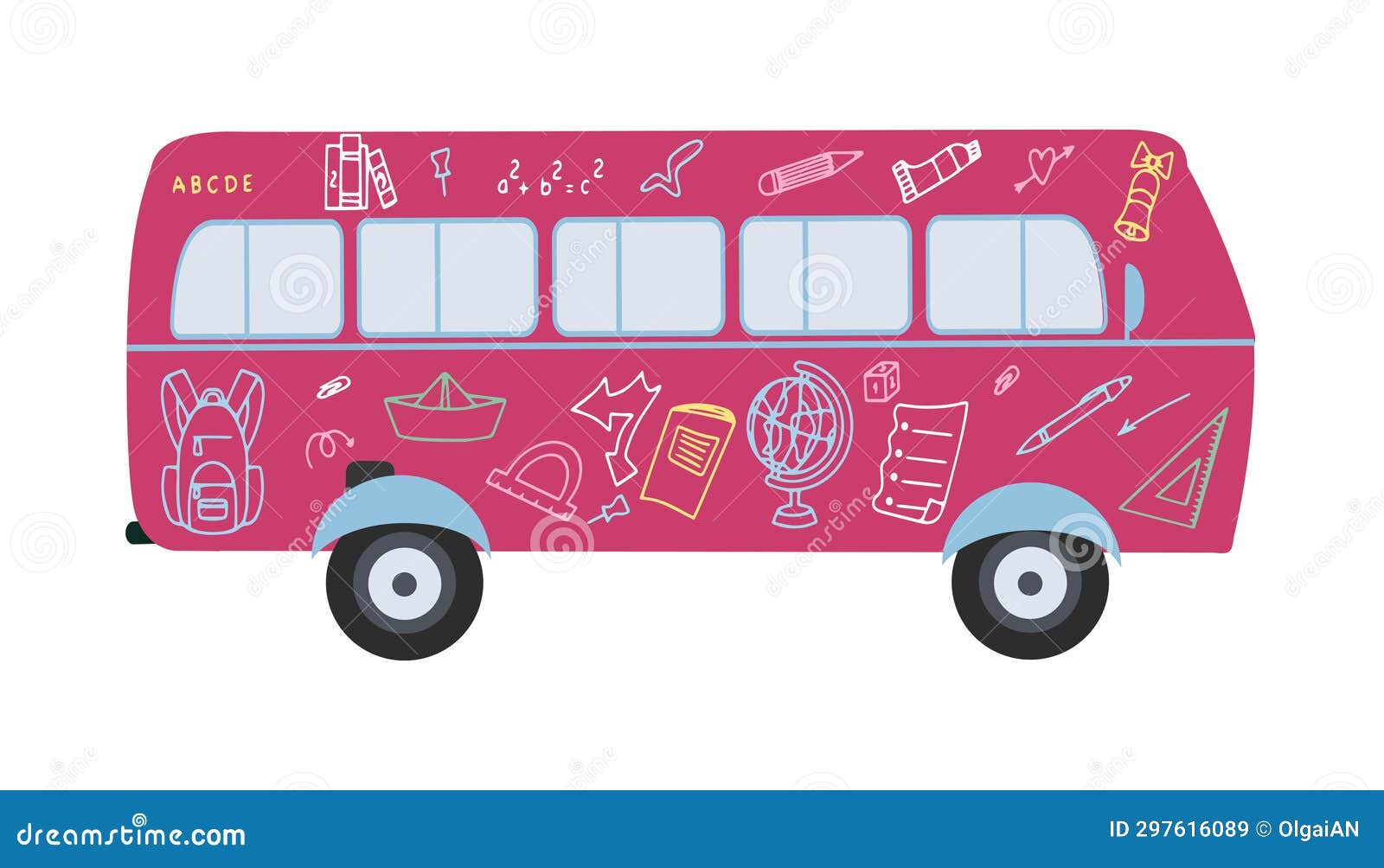 Vector Design of a Flat Bus with Doodle Drawings. Hand-drawn School ... Vector Design of a Flat Bus with Doodle Drawings. Hand-drawn School ...