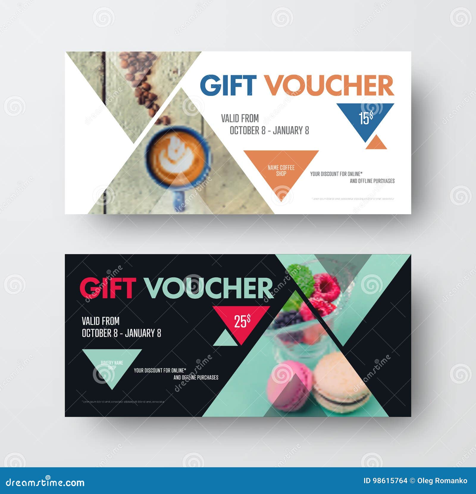 Vector Design Gift Black and White Voucher with Triangular Elements for ...