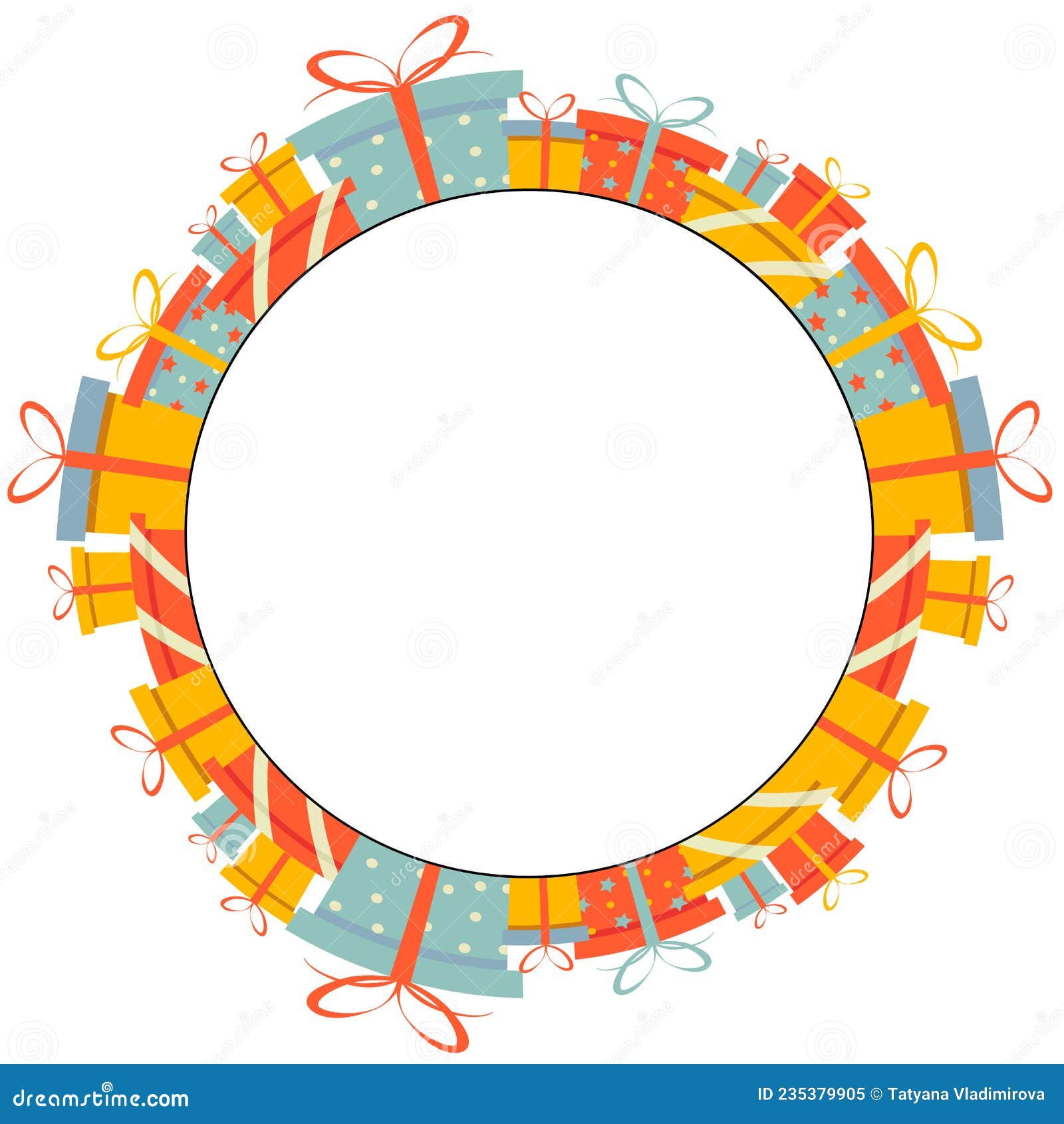 Vector Design with Gift Boxes in a Flat Style Arranged in a Circle ...