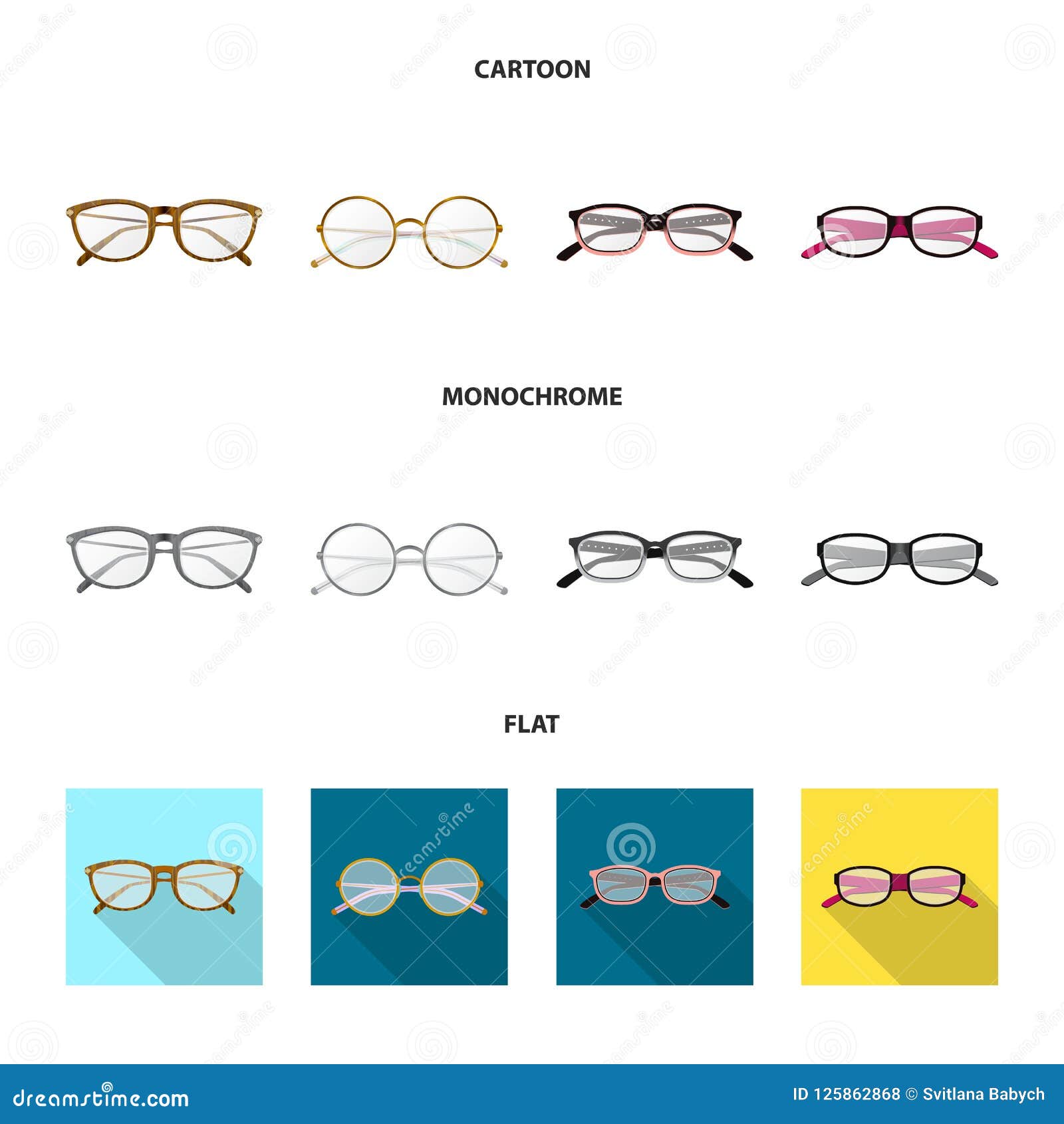 Isolated Object of Glasses and Frame Logo. Set of Glasses and Accessory ...