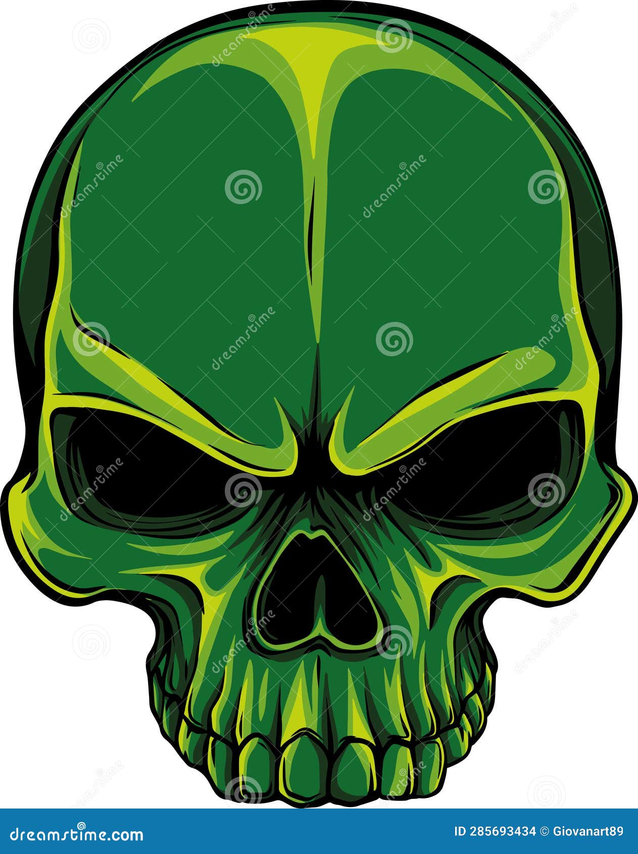 Vector Design of Green Skull Stock Vector - Illustration of anatomy ...