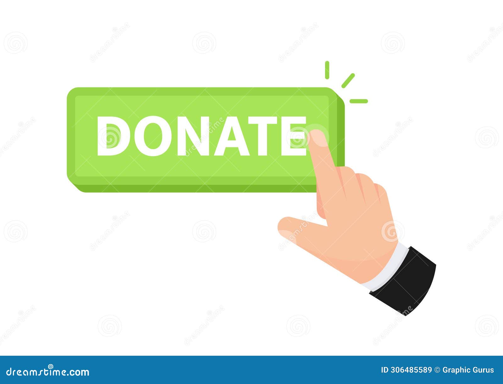 Vector Design of a Hand Clicking a Donate Button, Representing Online ...