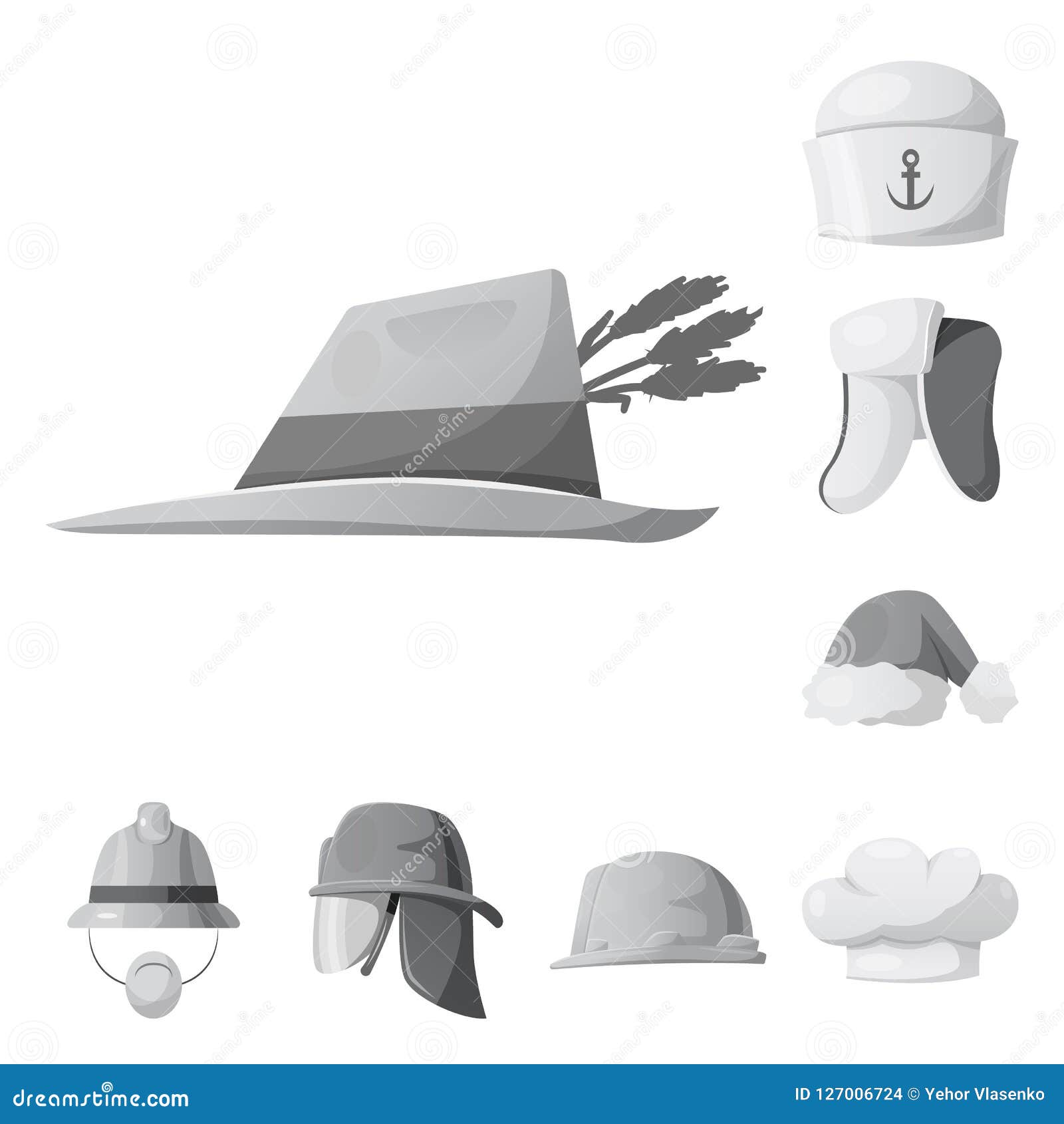 Vector Design of Headgear and Cap Logo. Collection of Headgear and ...