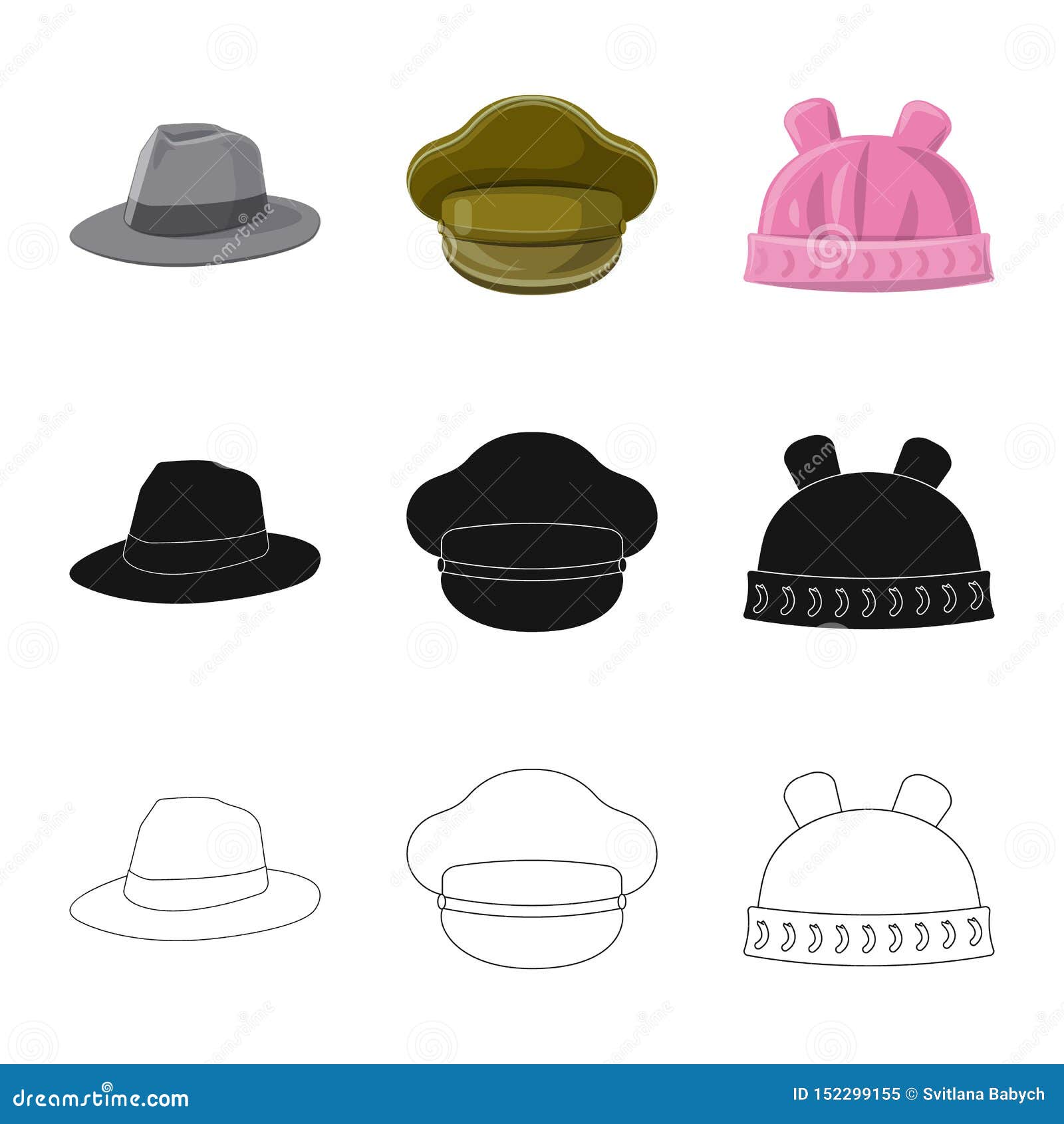 Vector Design of Headgear and Cap Logo. Set of Headgear and Accessory ...