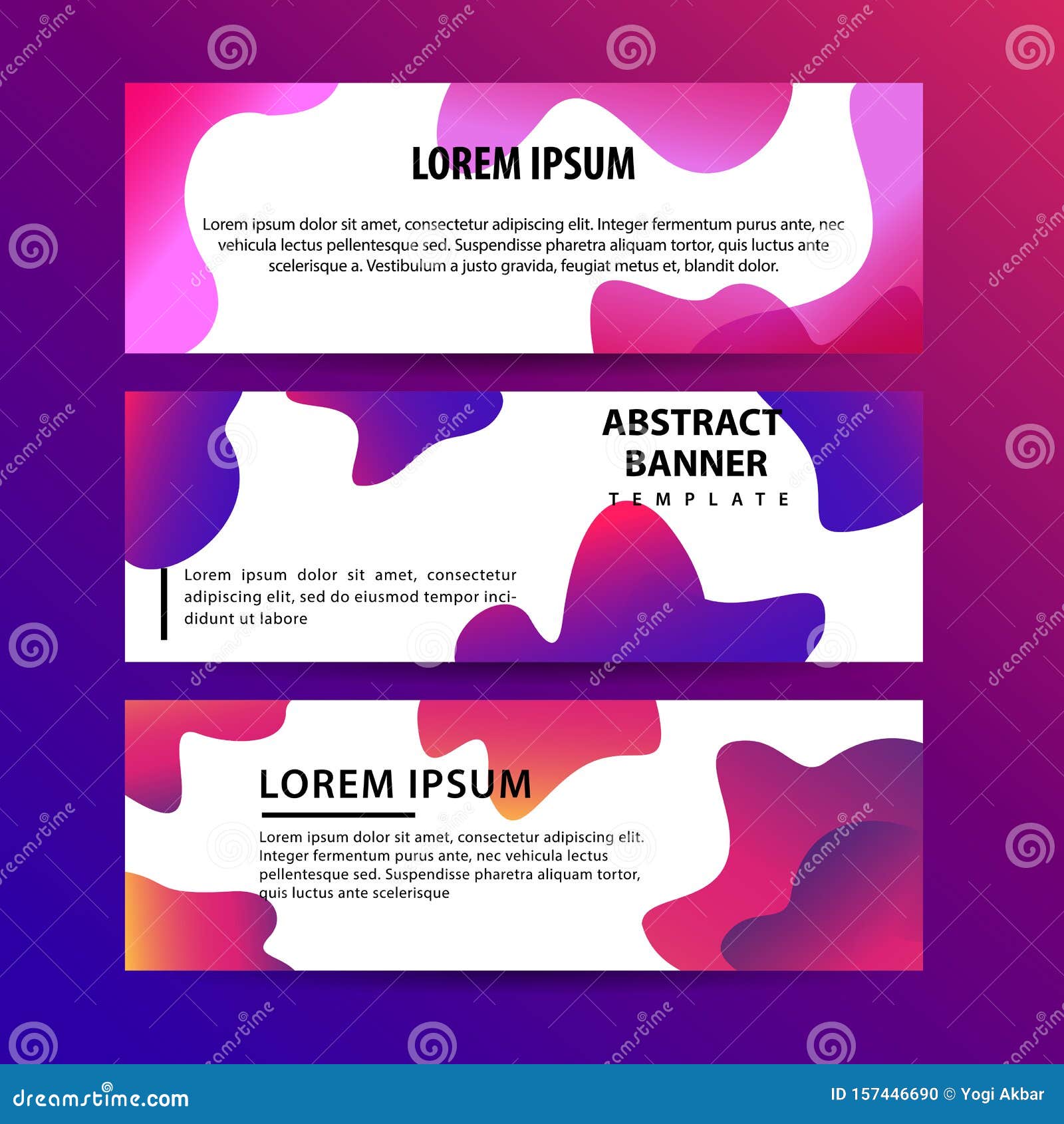 Vector Design for Horizontal Banners Set, Web Banners with Colorful ...