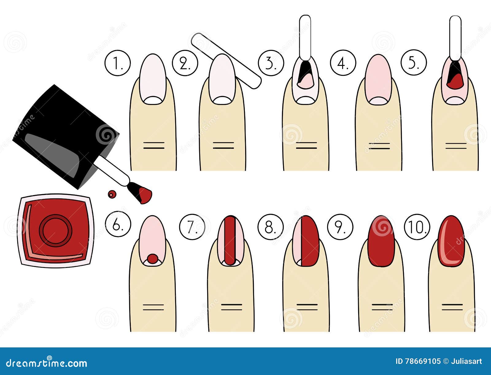 Vector Design, How To Do a Manicure Correctly. Steps of Manicure Stock ...