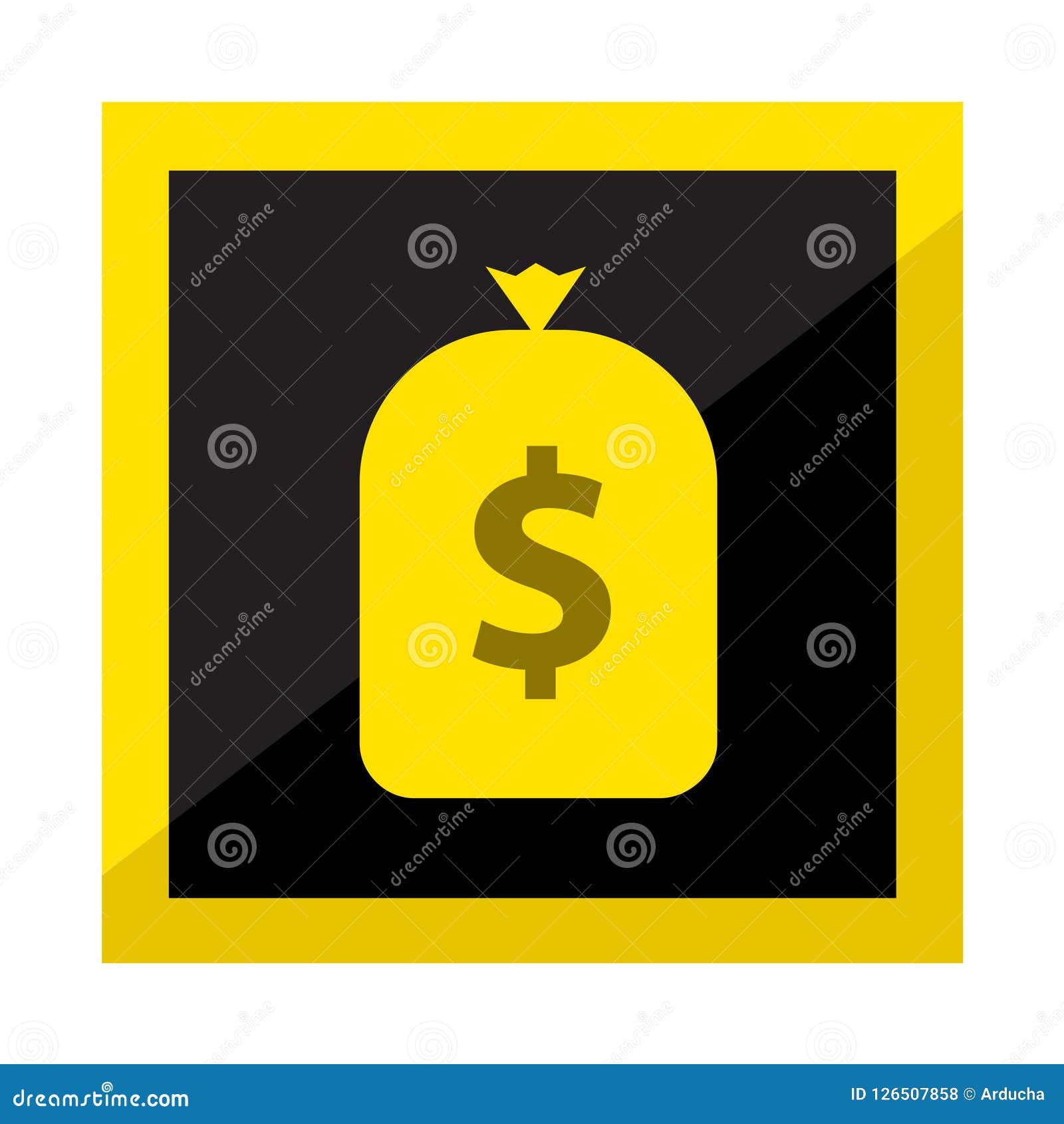 Money bucket yellow button stock vector. Illustration of mark - 126507858