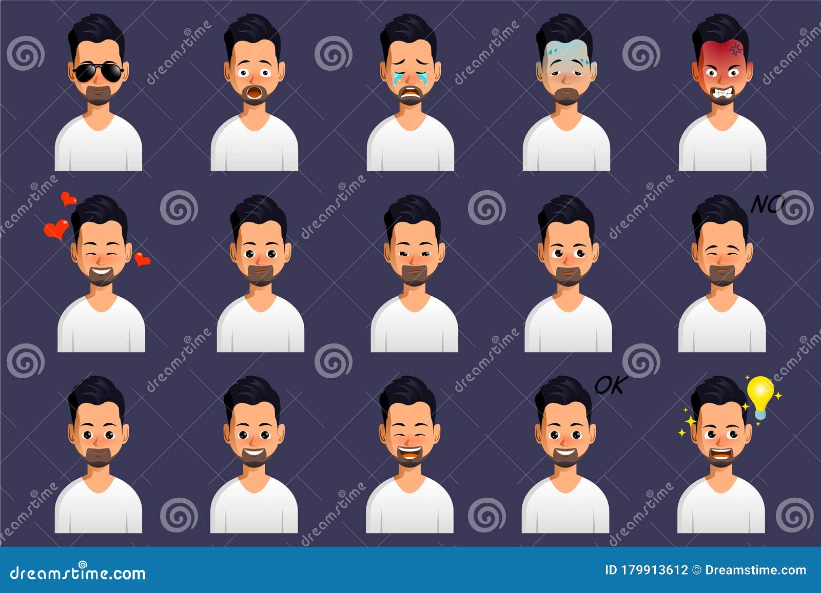 Vector Design Illustration of Emoticon Set Character.Avatar Icon Pack ...