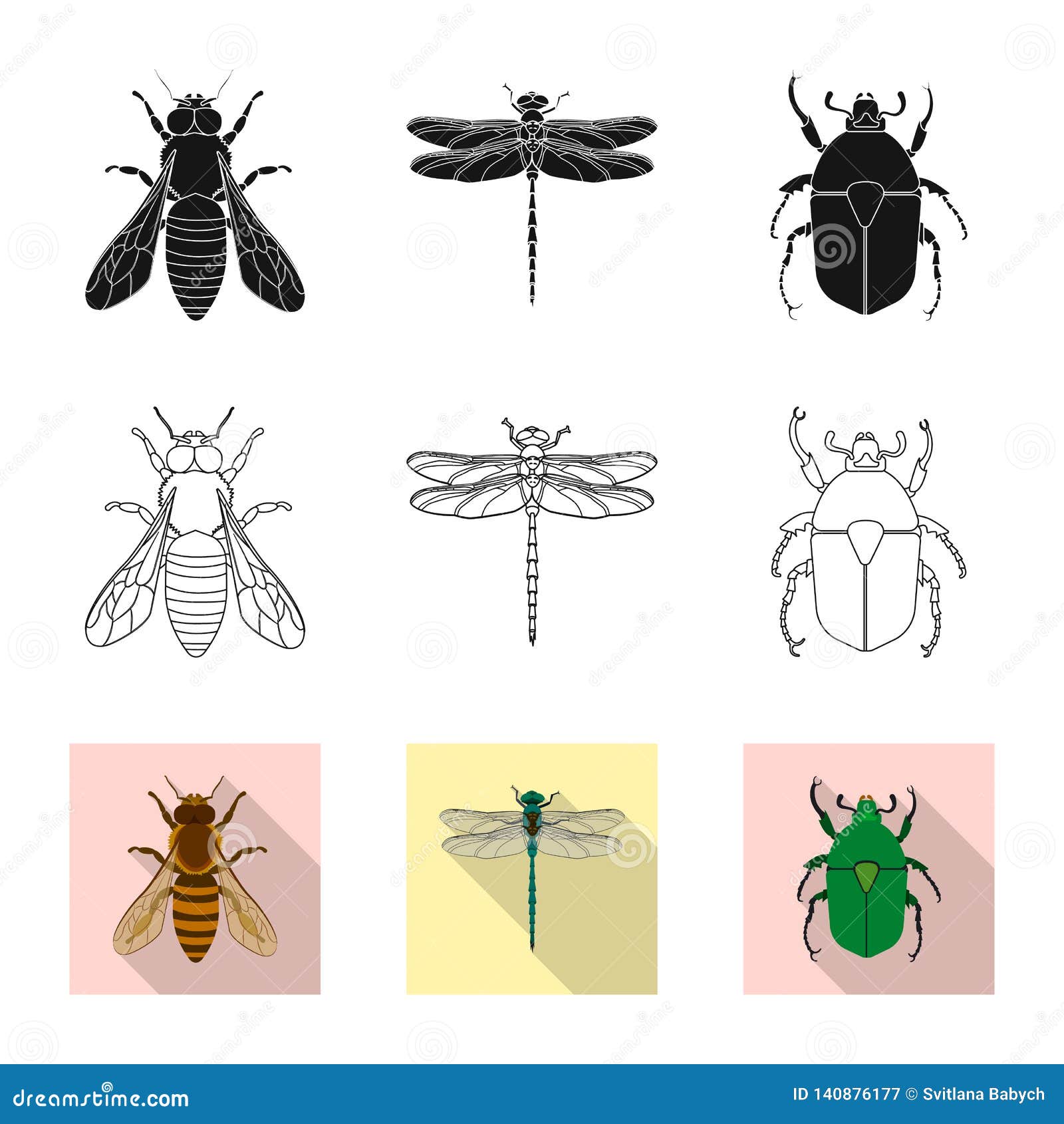 Vector Design of Insect and Fly Icon. Set of Insect and Element Stock ...