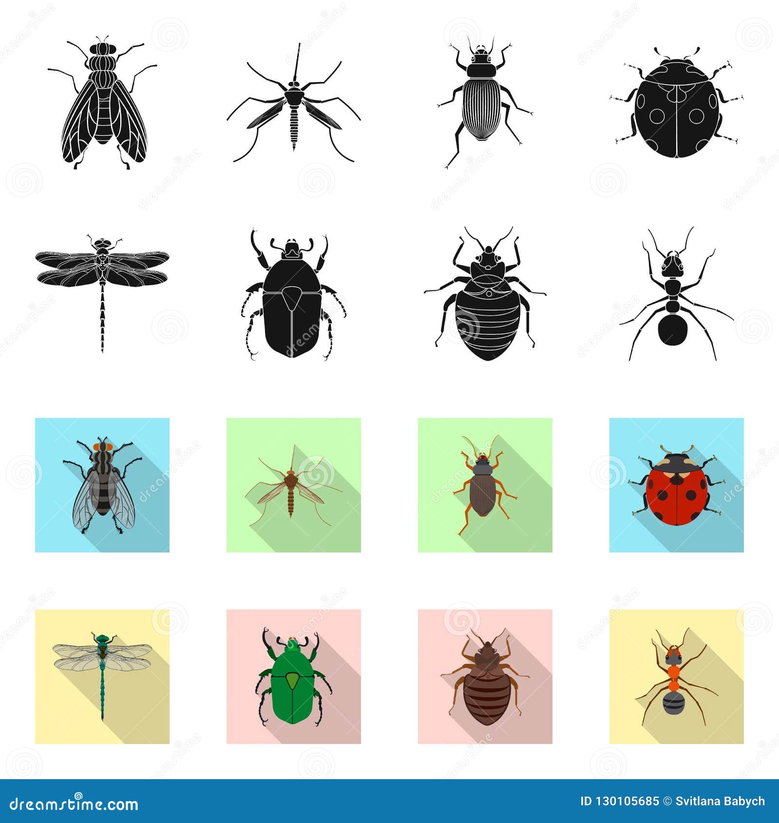 Vector Design of Insect and Fly Logo. Set of Insect and Element Vector ...