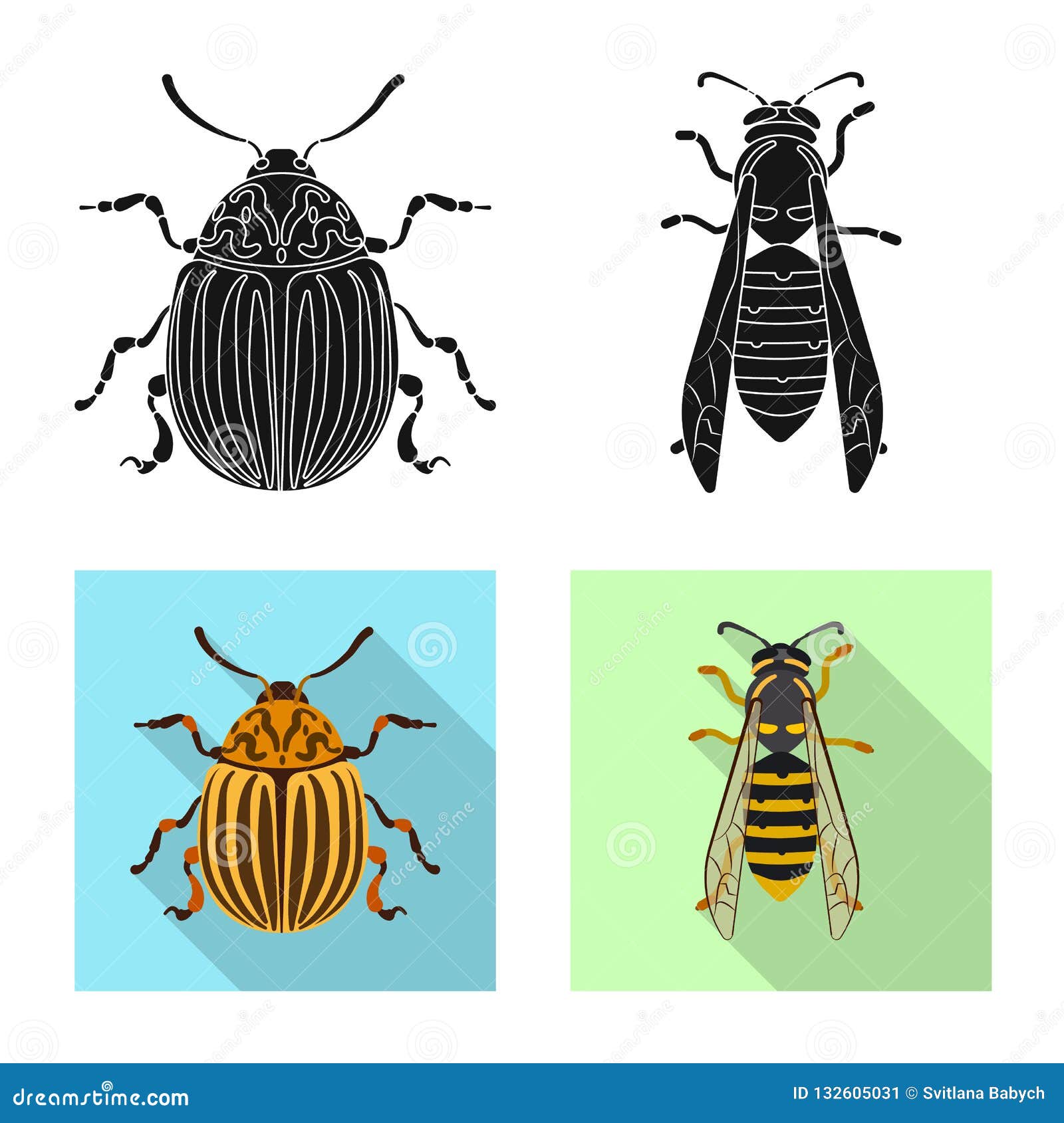Vector Design of Insect and Fly Logo. Set of Insect and Element Vector ...