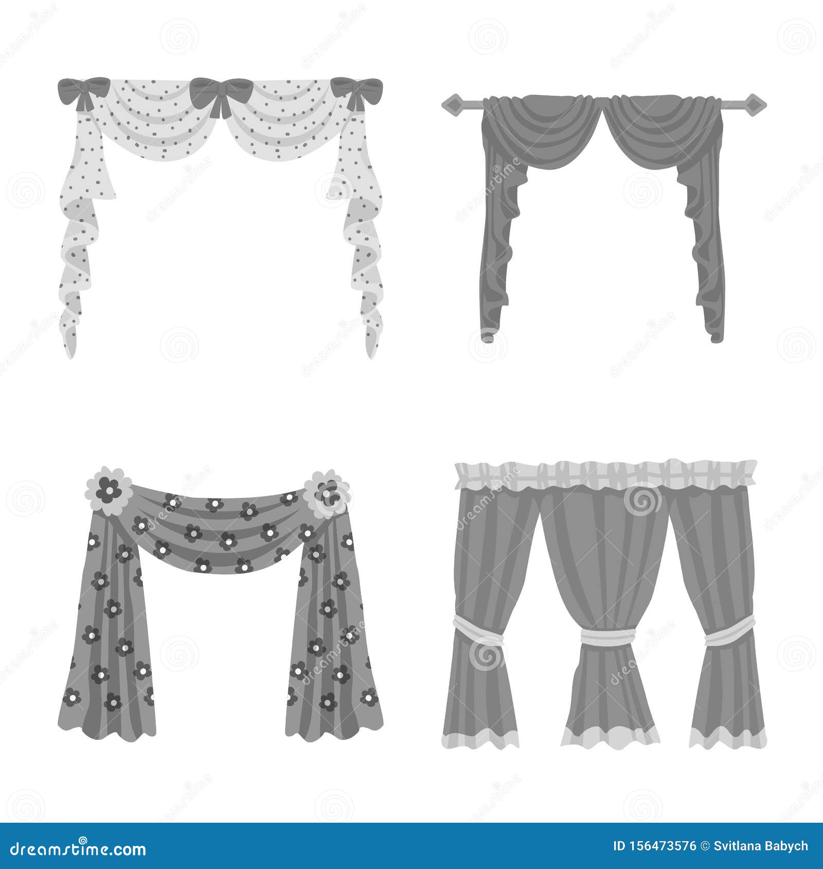 Vector Design of Interior and Cornice Logo. Set of Interior and Drapes ...