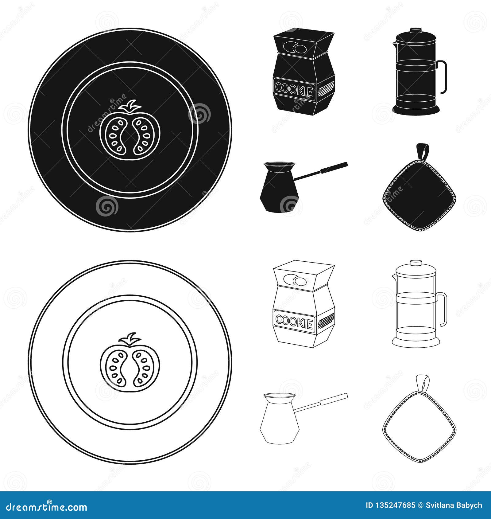 Vector Design of Kitchen and Cook Sign. Collection of Kitchen and ...