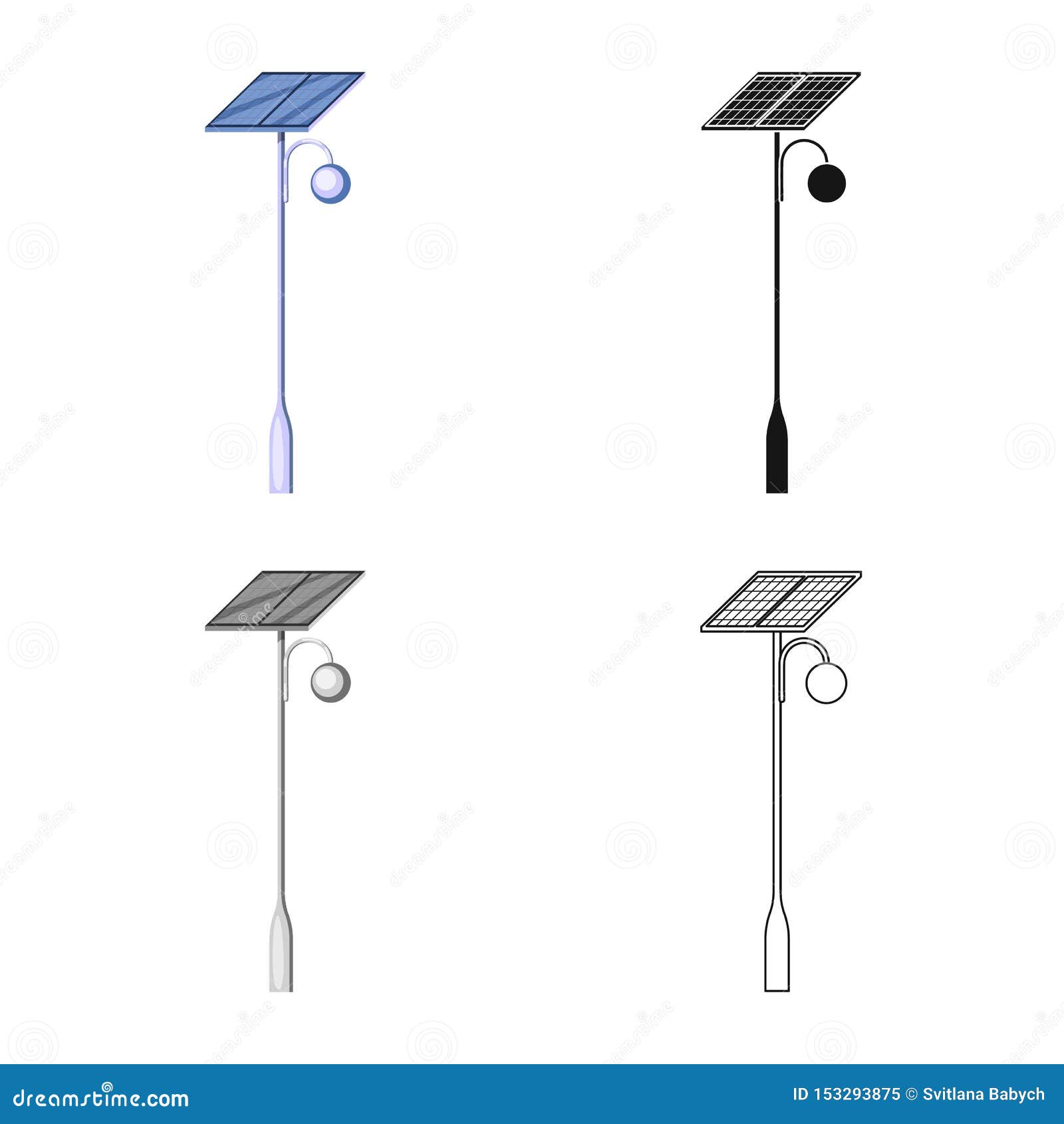 Vector Design of Lamppost and Solar Icon. Set of Lamppost and ...