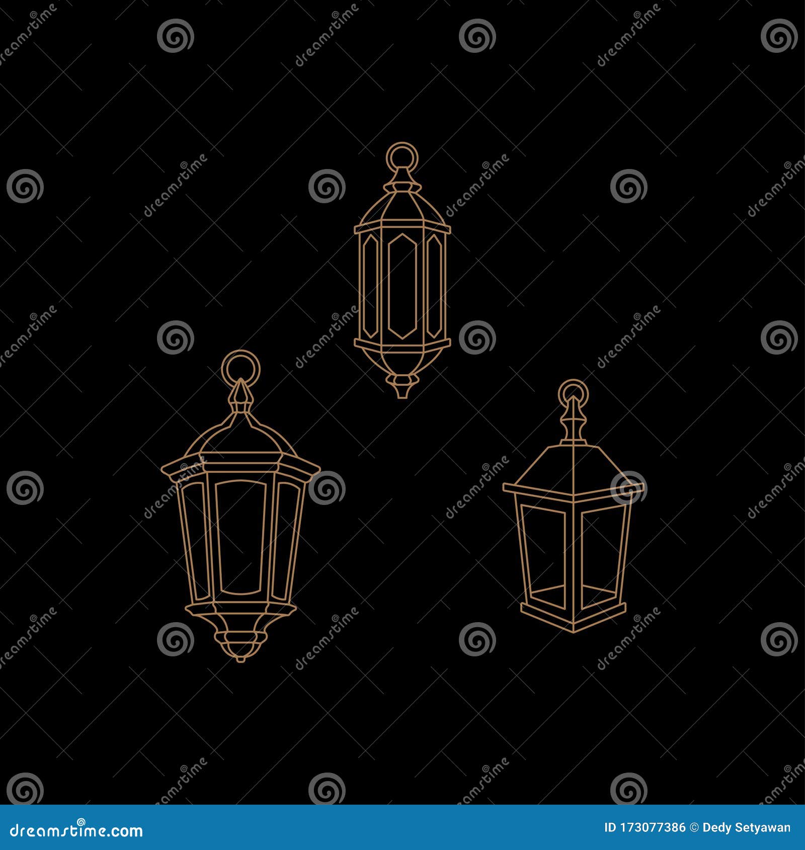Vector Design of a Lantern Outline Collection Stock Vector ...