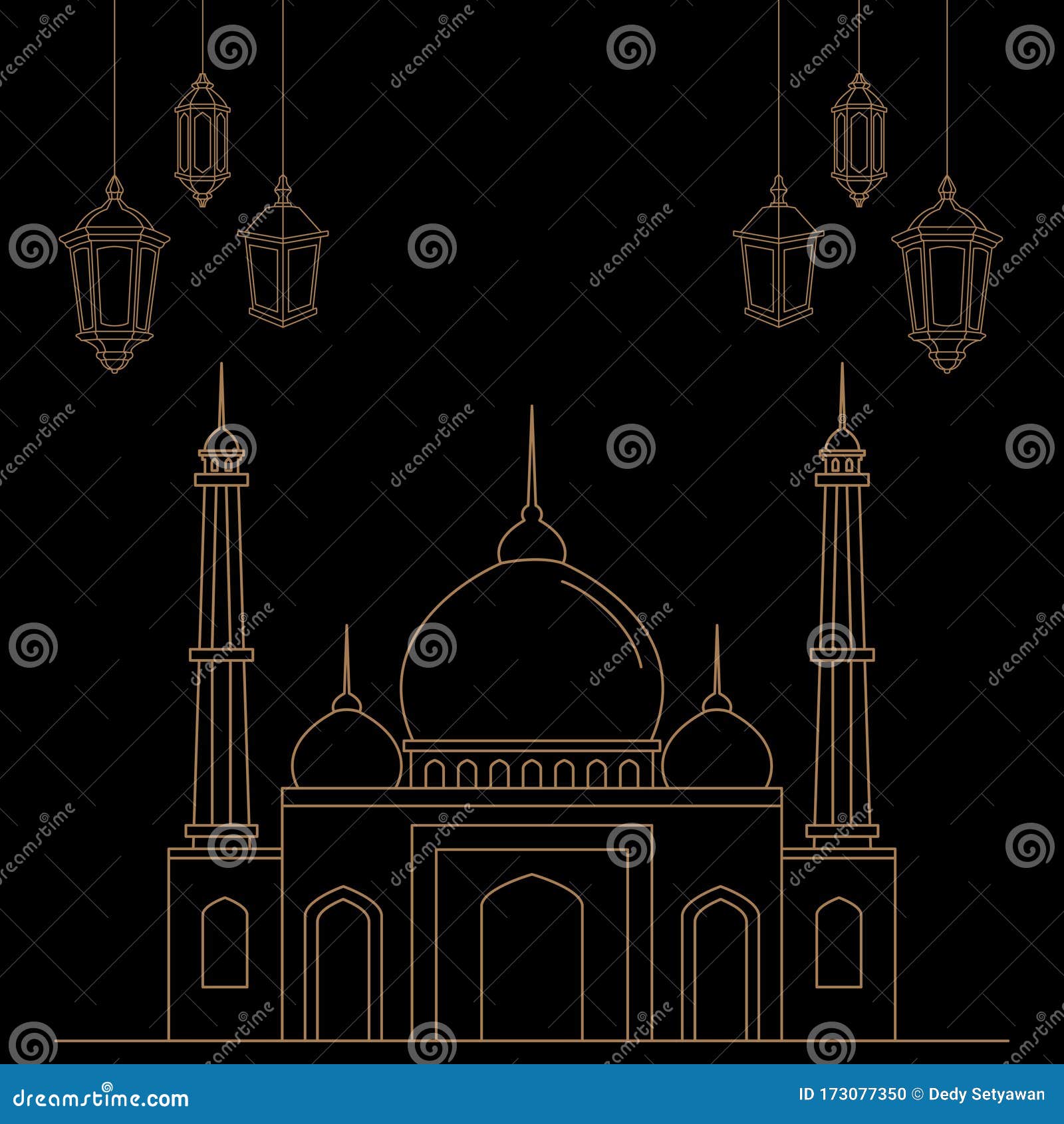 Outline Id Kah Mosque Vector Icon. Isolated Black Simple Line Element ...