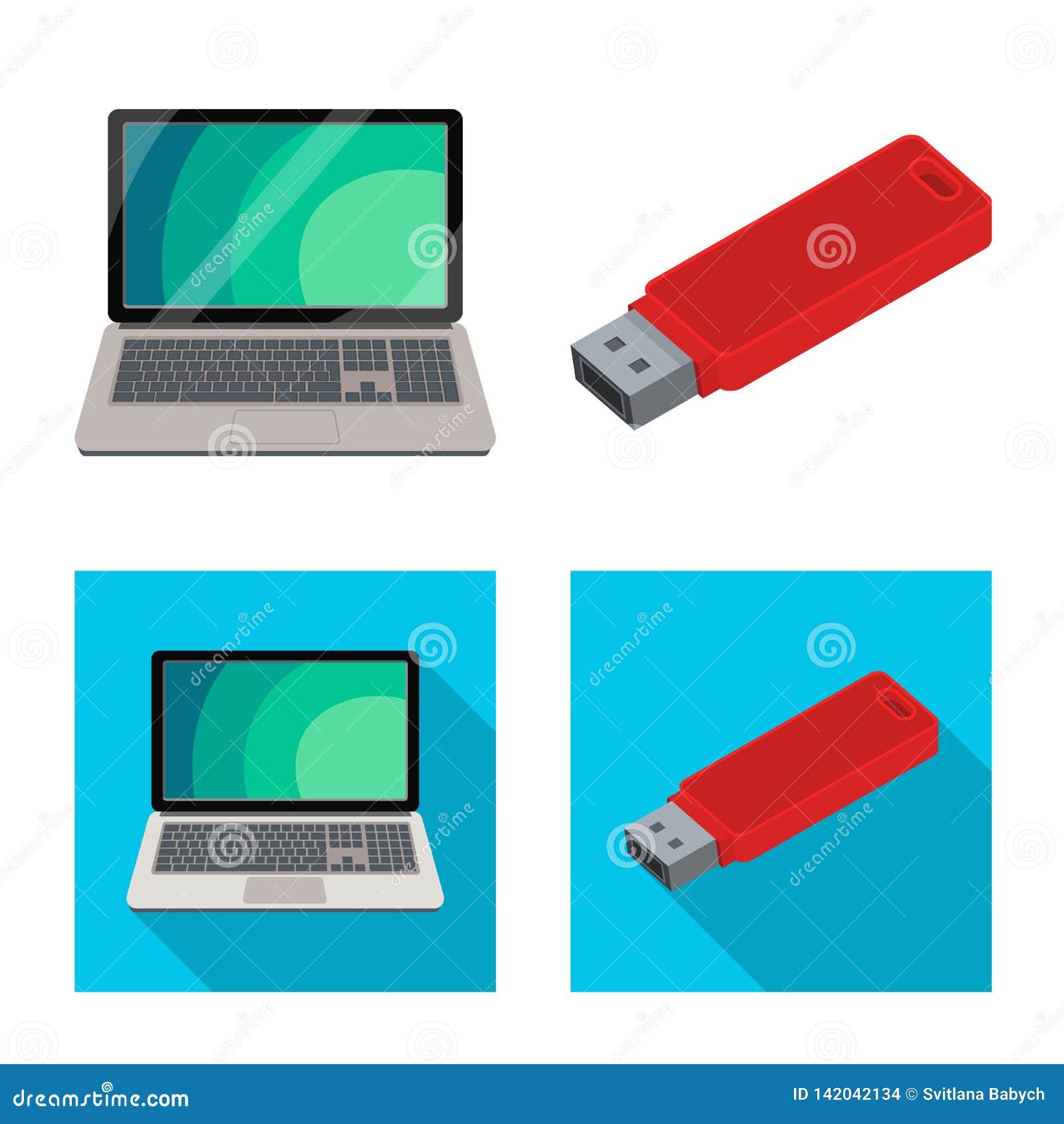 Vector Design of Laptop and Device Logo. Set of Laptop and Server Stock ...