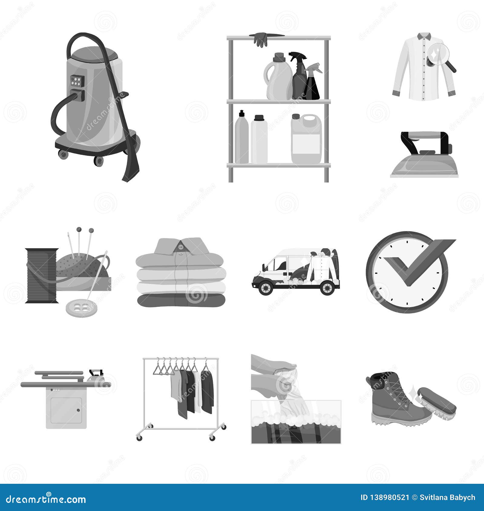 Vector Design of Laundry and Clean Icon. Collection of Laundry and ...