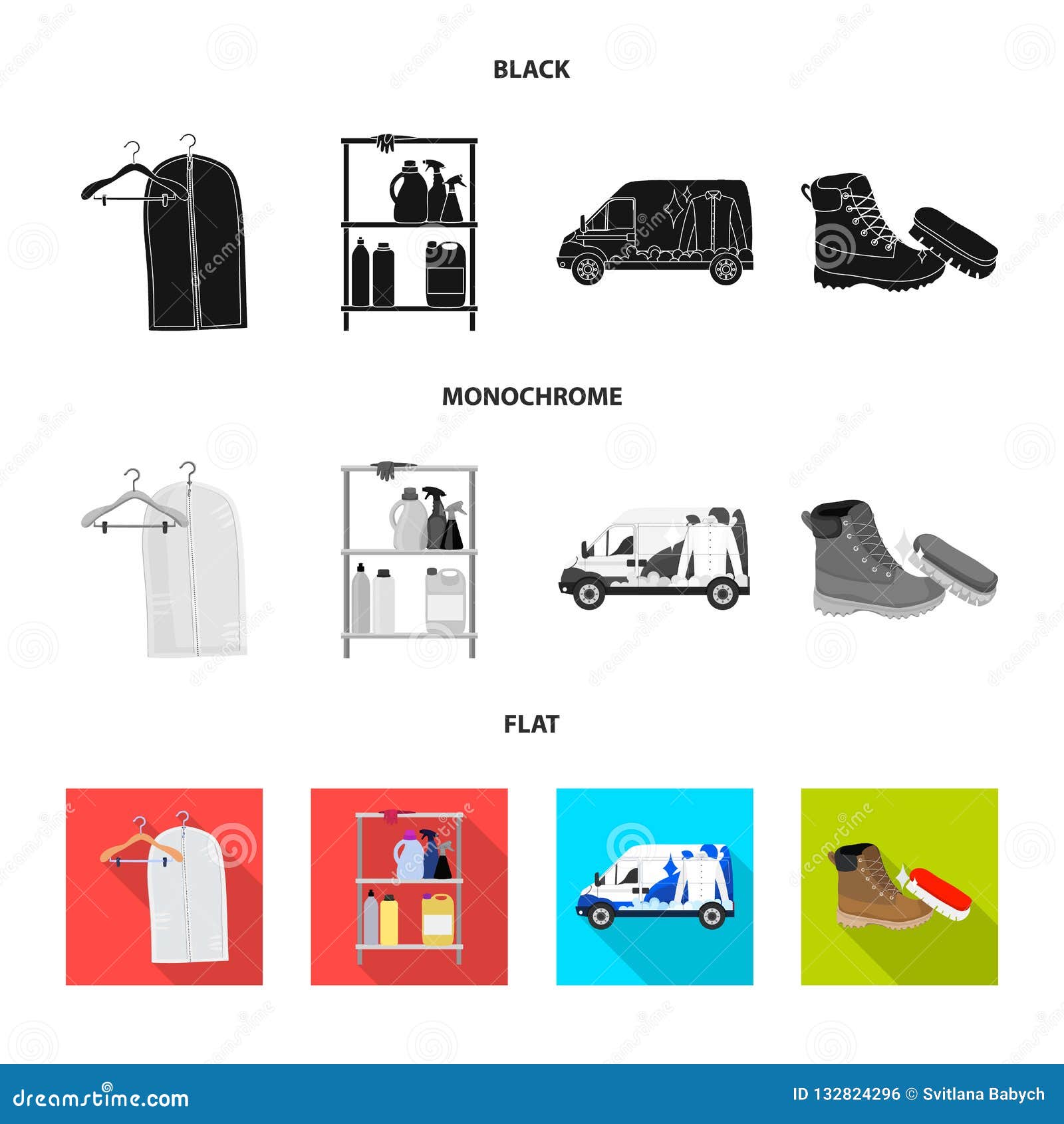 Vector Design of Laundry and Clean Sign. Set of Laundry and Clothes ...