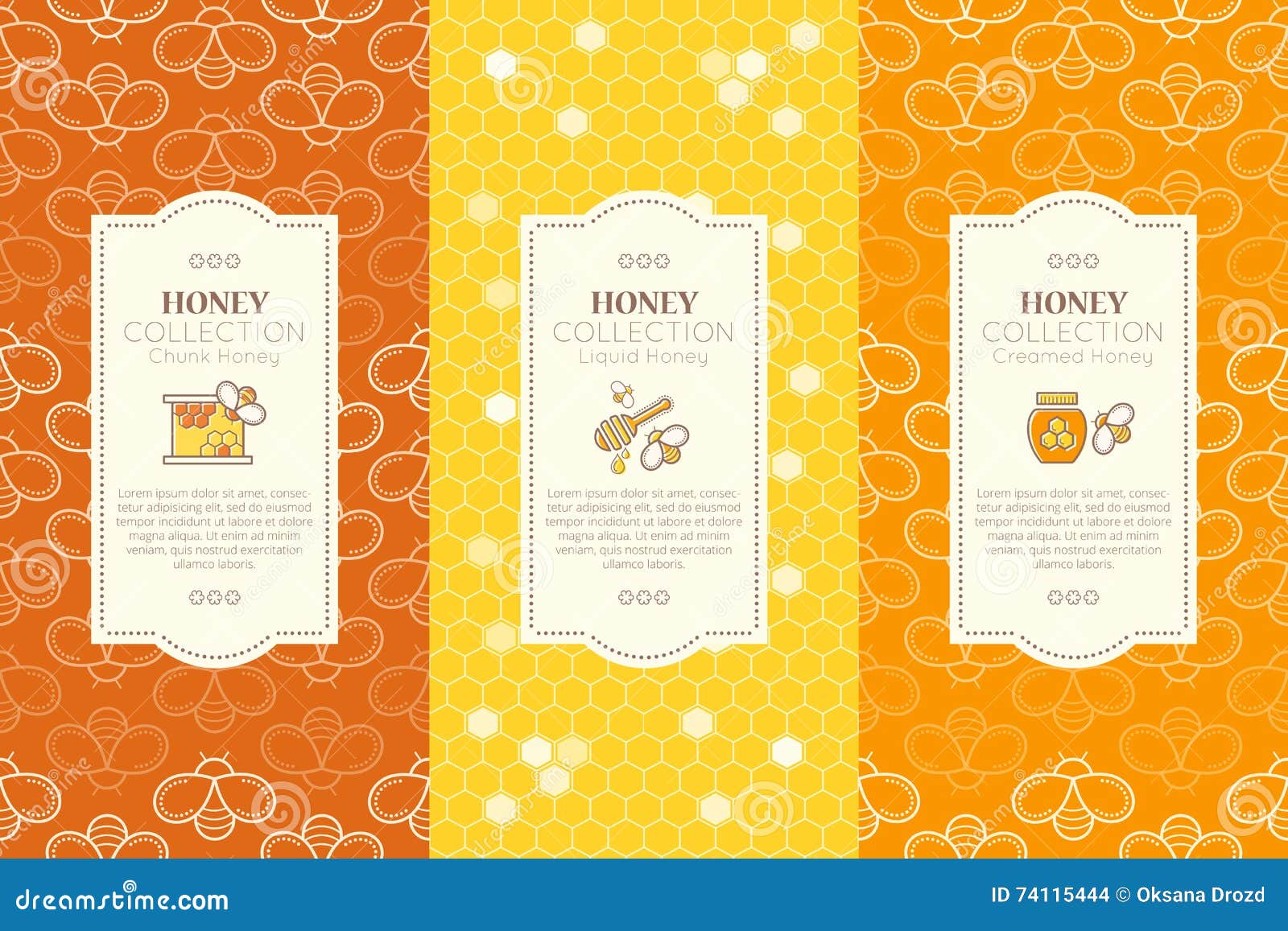 Natural Honey, Sticker, Symbol, Logo, Label, Emblem Collection, Vector ...
