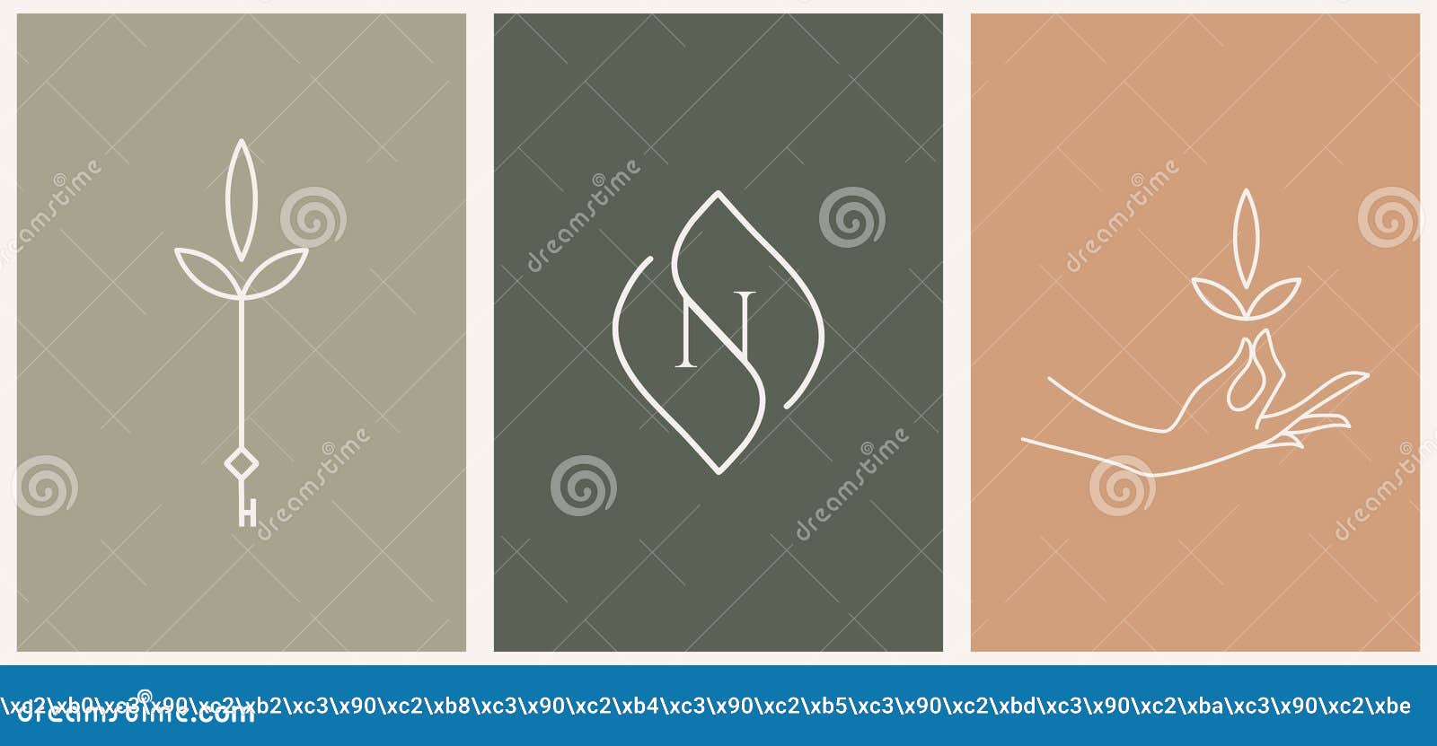 Vector Nutrition Design Linear Key and Hand Logos Templates in Trendy ...