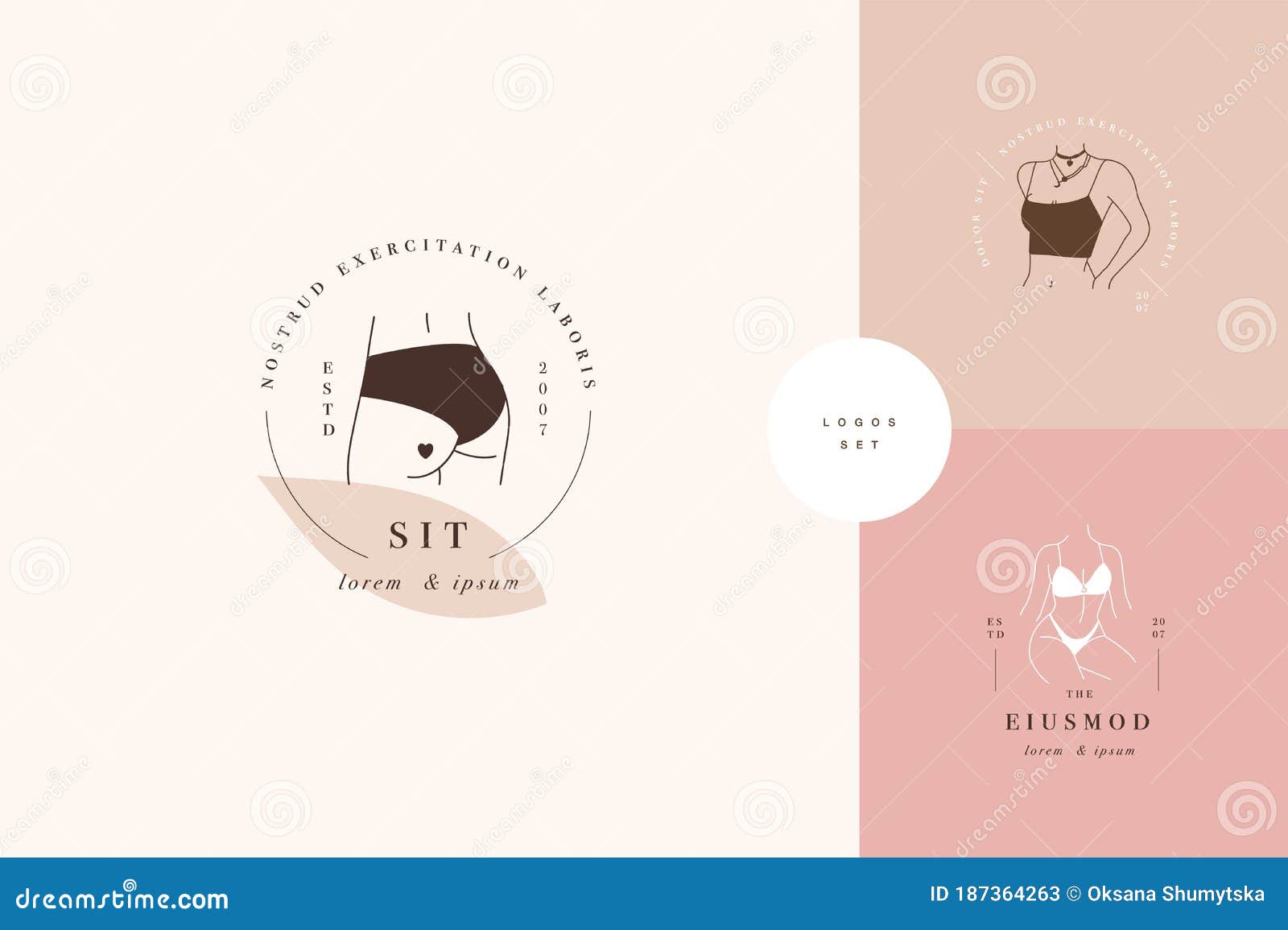 Vector Design Linear Template Logos or Emblems - Graceful Faceless Lady ...
