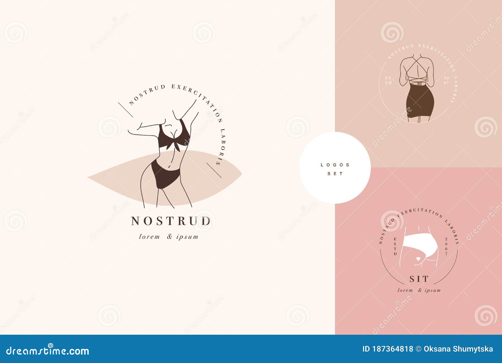 Vector Design Linear Template Logos or Emblems - Graceful Faceless Lady ...