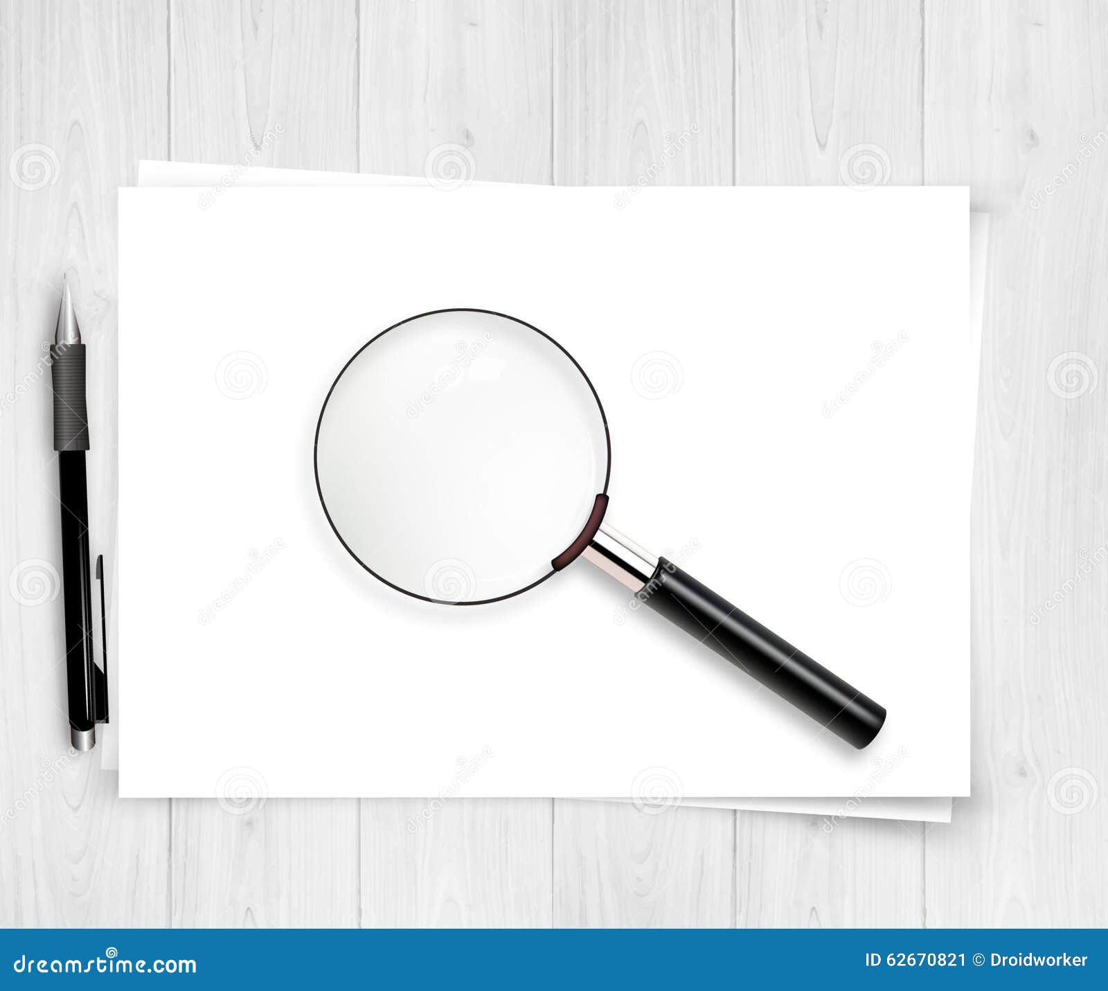 Vector Design Magnifier and Paper Sheet with Space for Your Text Stock ...