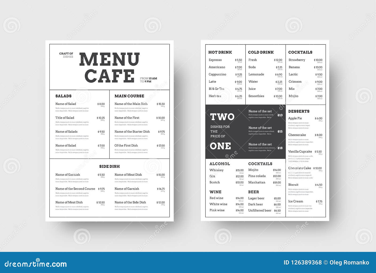 Vector Design Menu for Cafes and Restaurants with the Division I Stock ...