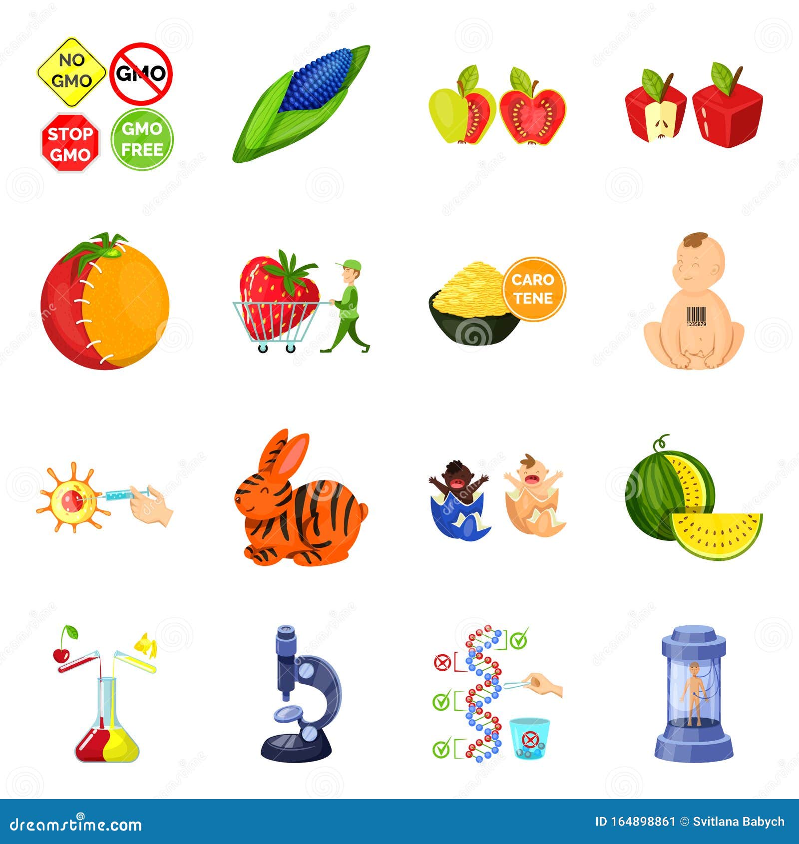 Isolated Object of Modified and Genetically Logo. Set of Modified and ...