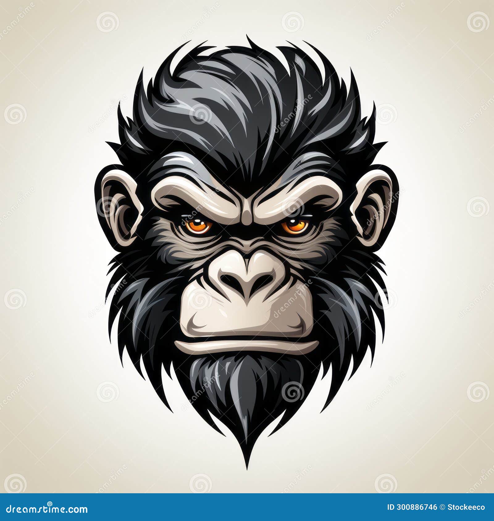 Edgy Caricature Gorilla Mascot on Grey Background Stock Illustration ...