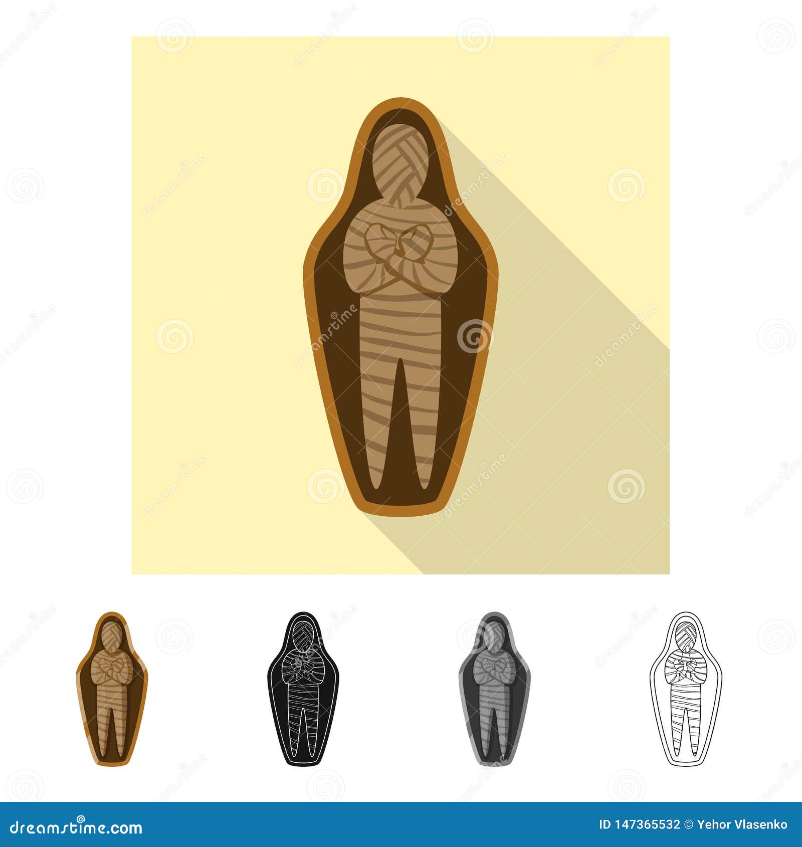 Isolated Object of Mummy and Ancient Icon. Collection of Mummy and ...