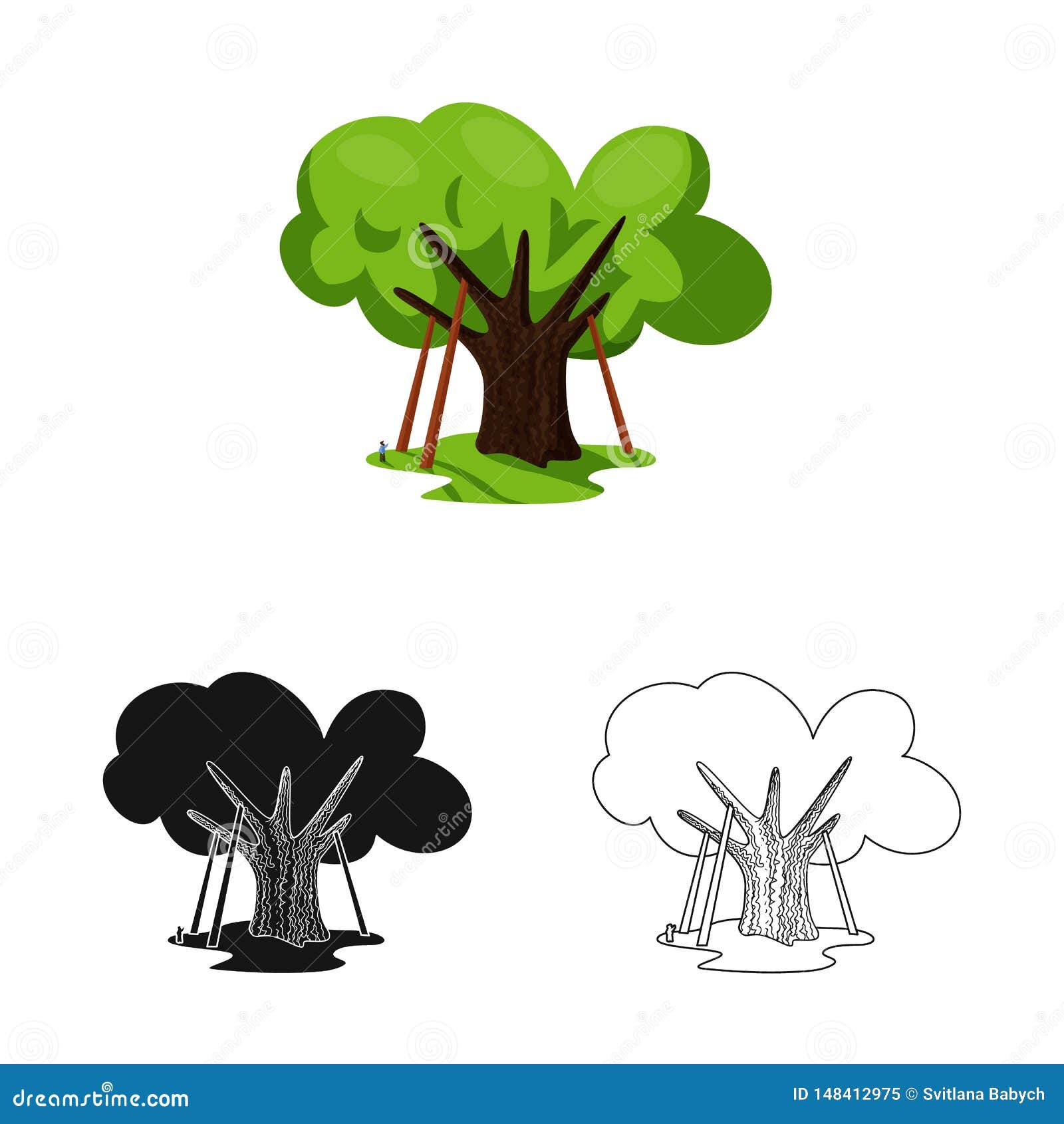 Vector Design of Oak and Tree Icon. Set of Oak and Forest Vector Icon ...