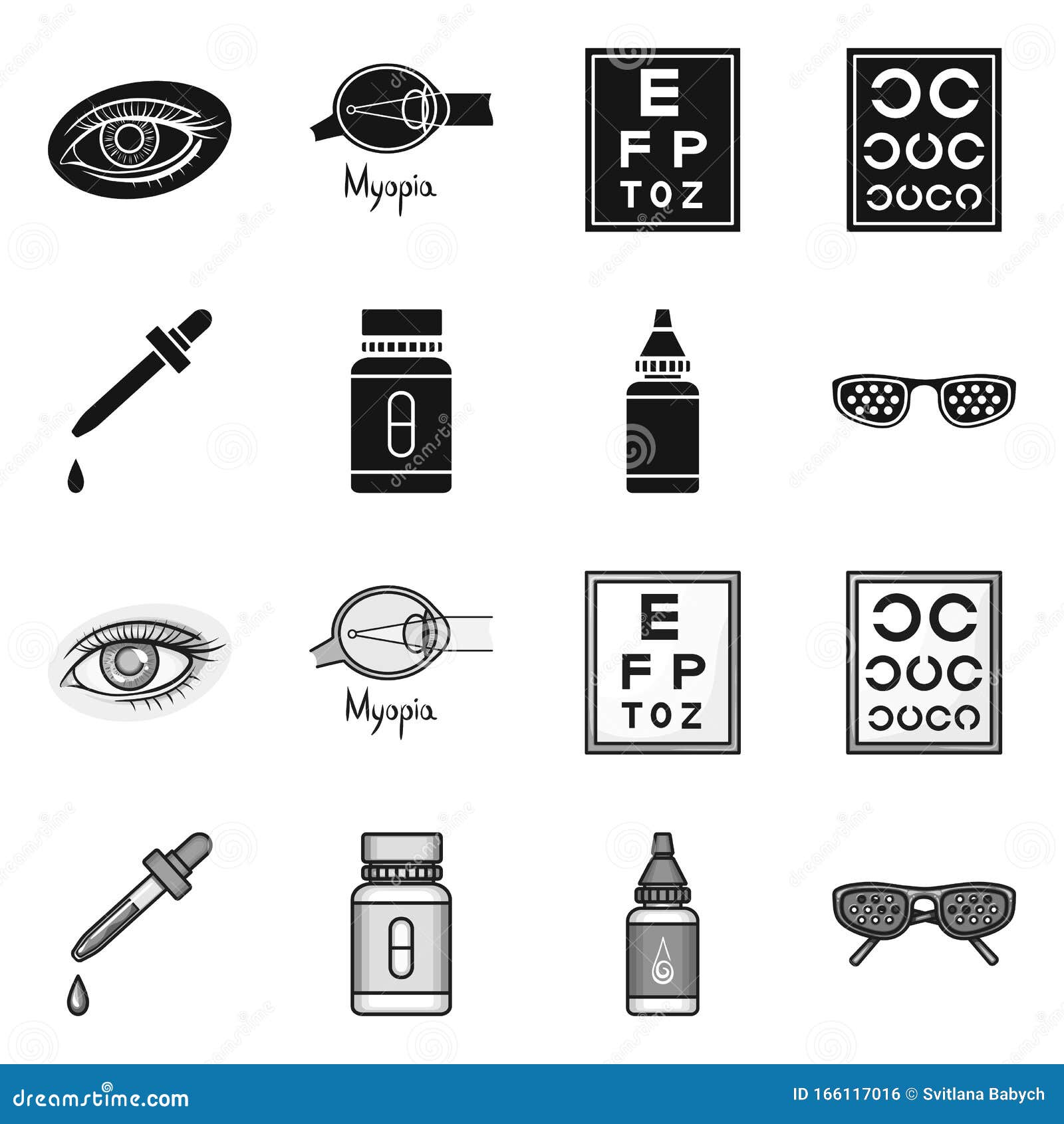 Vector Design of Optometry and Medicine Icon. Set of Optometry and ...