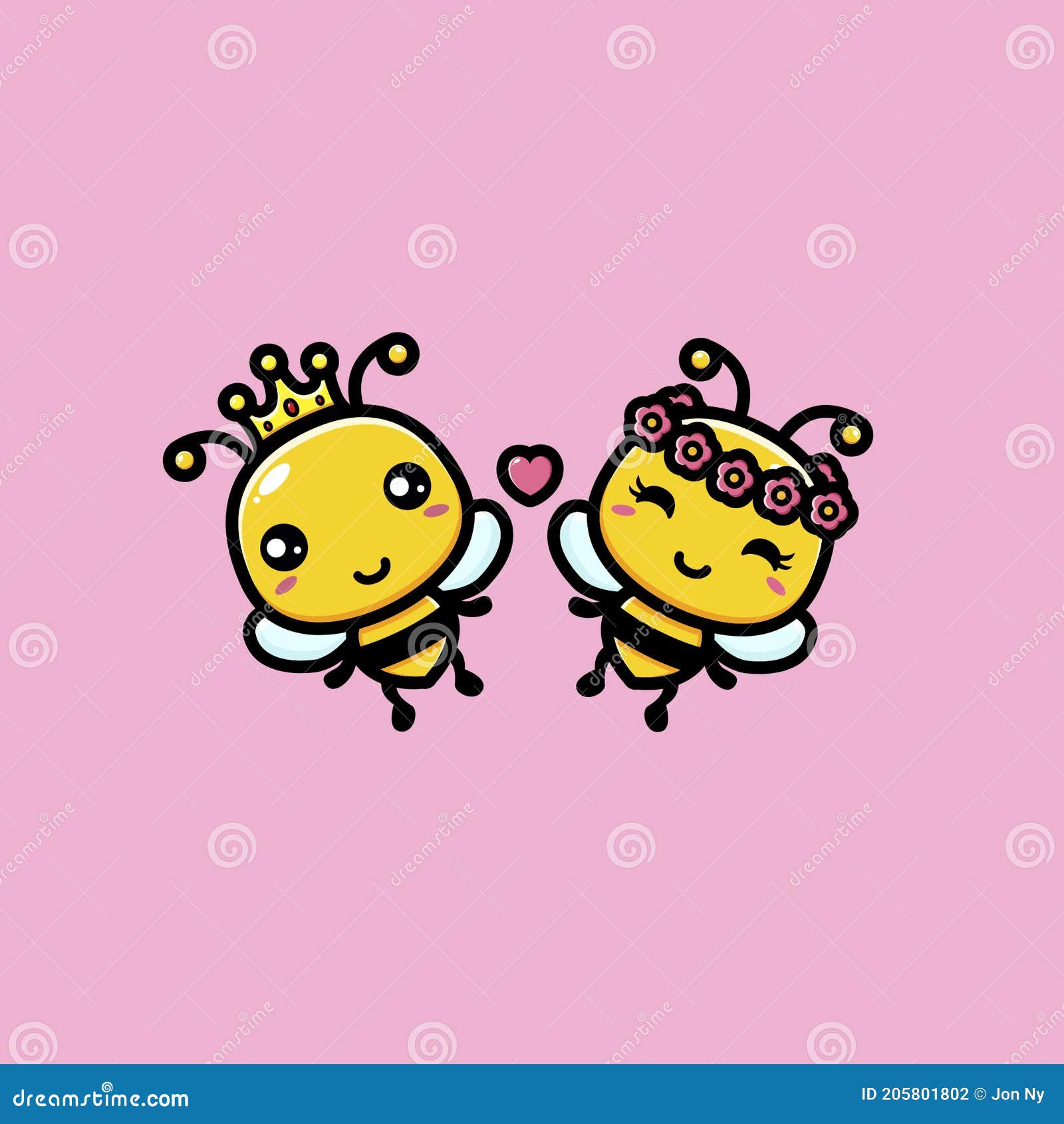 Vector of a Pair of Cute Bees Stock Vector - Illustration of font ...
