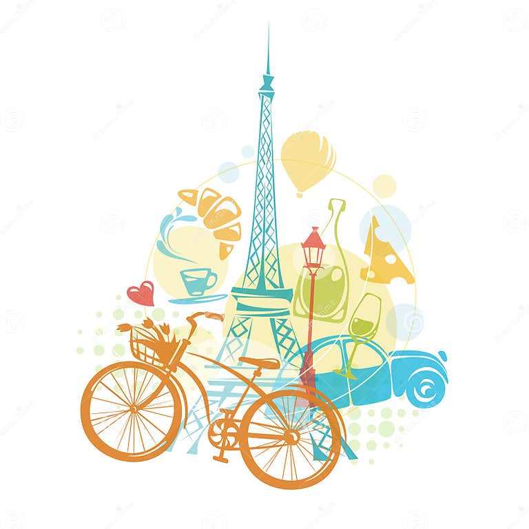 Vector Design with Paris Elements Stock Vector - Illustration of ...