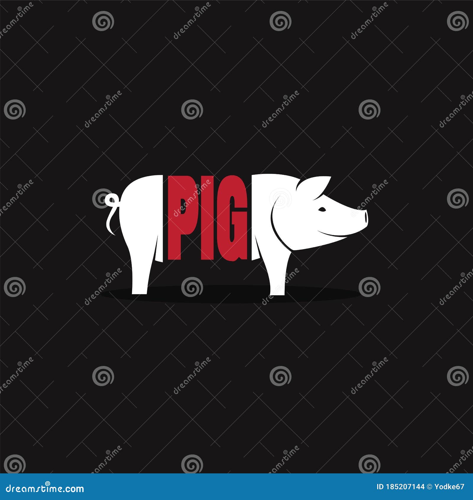 Vector Design Pig is Text on Black Background. Logo, Symbol Stock ...