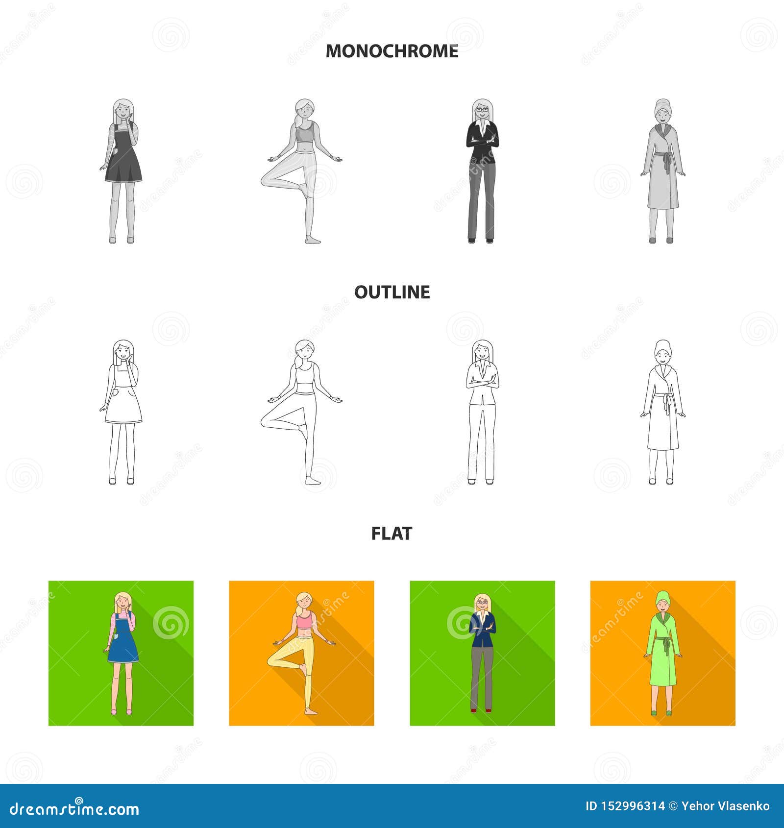 Vector Design of Posture and Mood Symbol. Set of Posture and Female ...