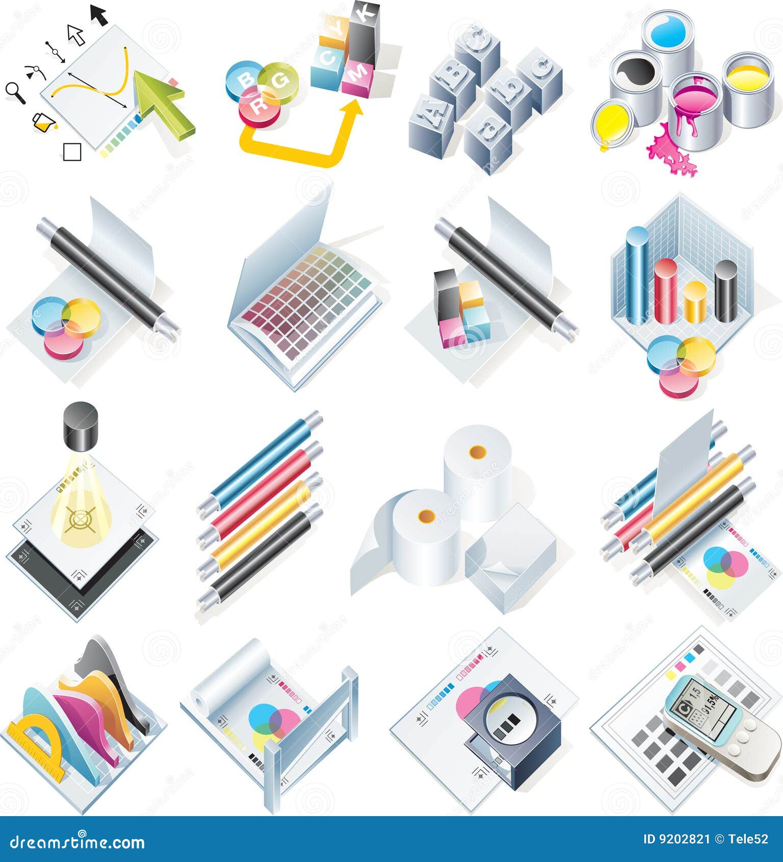 Vector Design and Print Service Icon Set Stock Vector - Illustration of ...