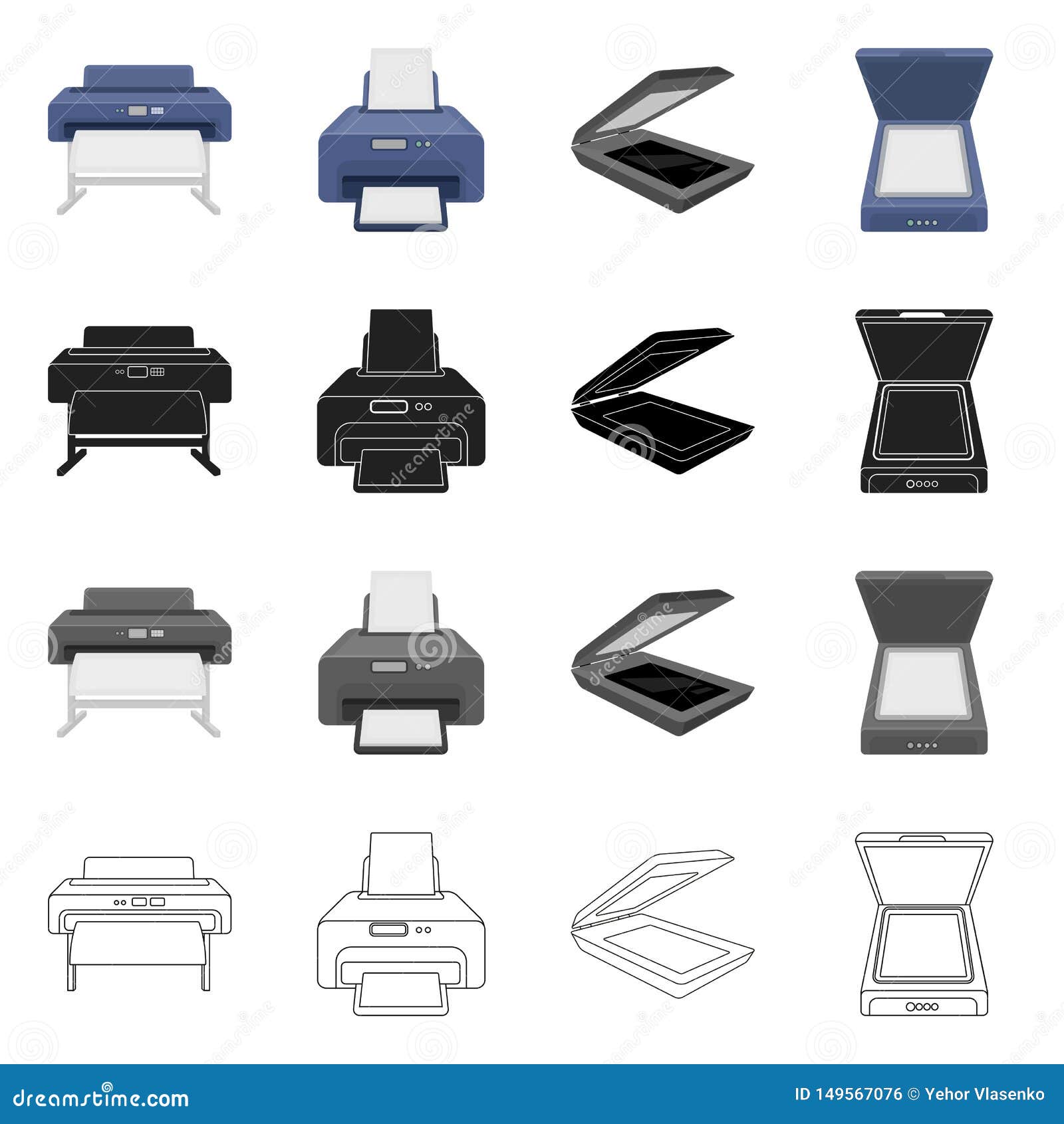Isolated Object of Printer and Plotter Logo. Set of Printer and Machine ...