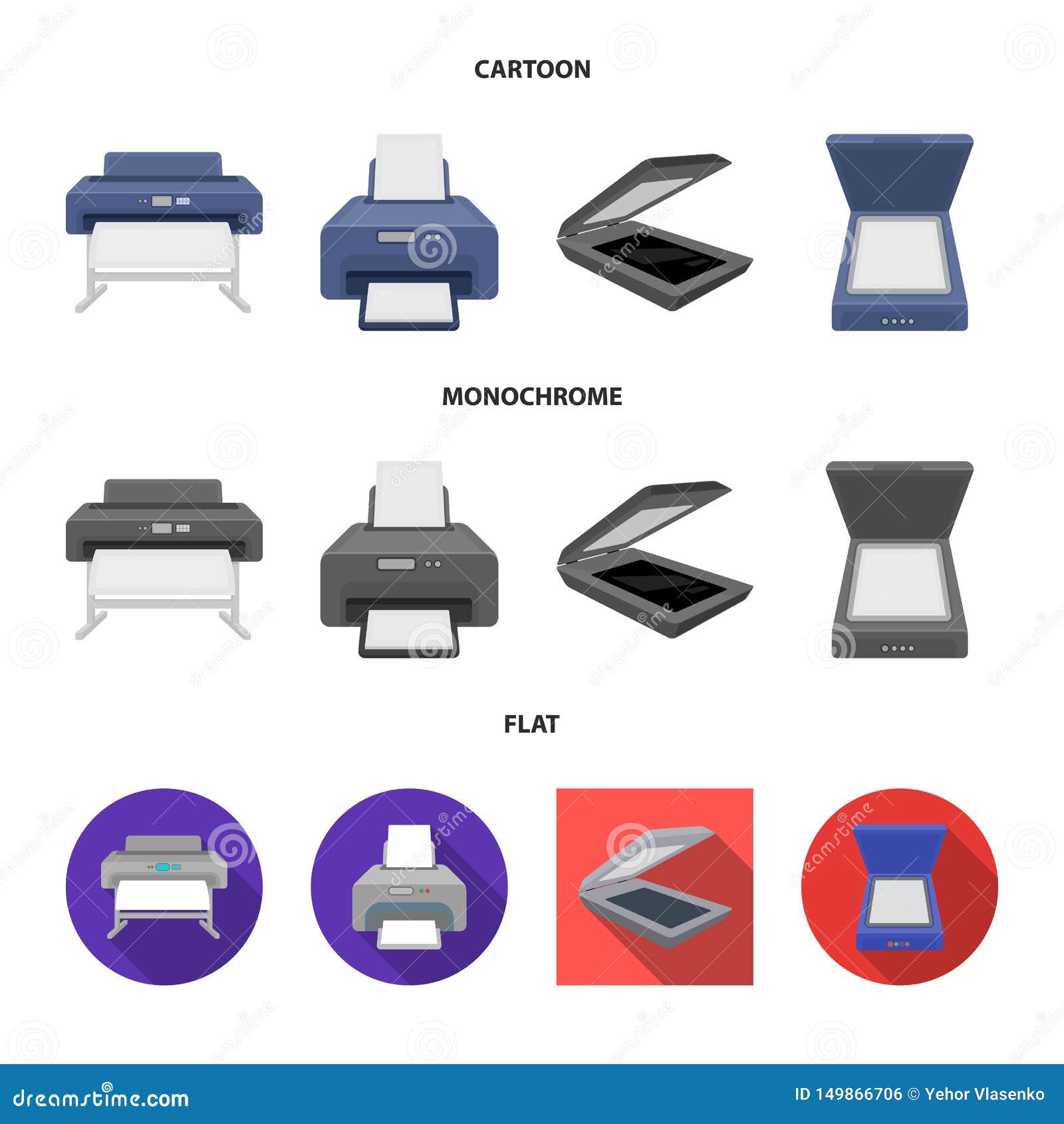 Isolated Object of Printer and Plotter Logo. Set of Printer and Machine ...