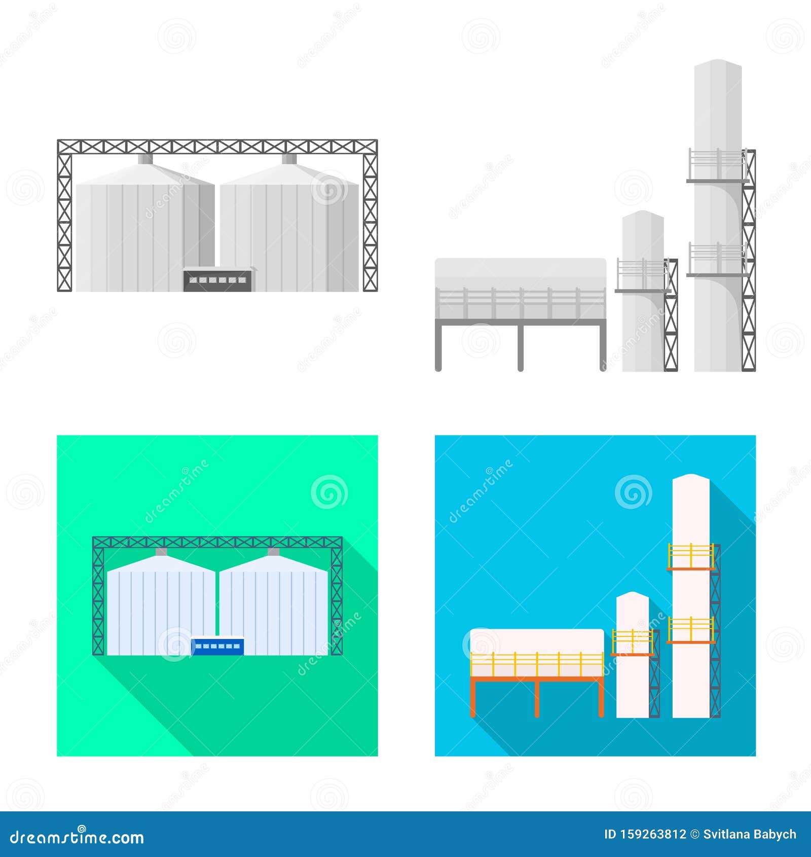 Vector Design of Production and Structure Sign. Set of Production and ...