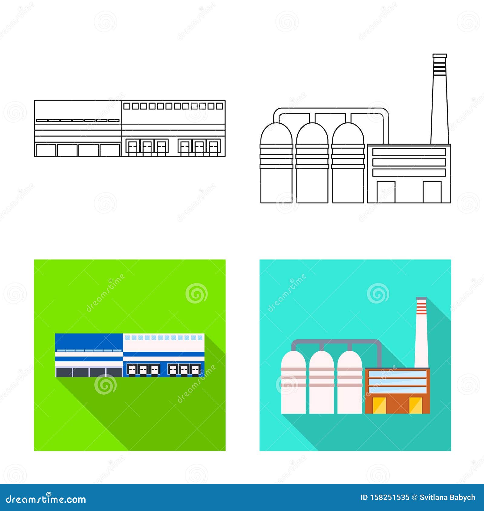Vector Design of Production and Structure Sign. Set of Production and ...
