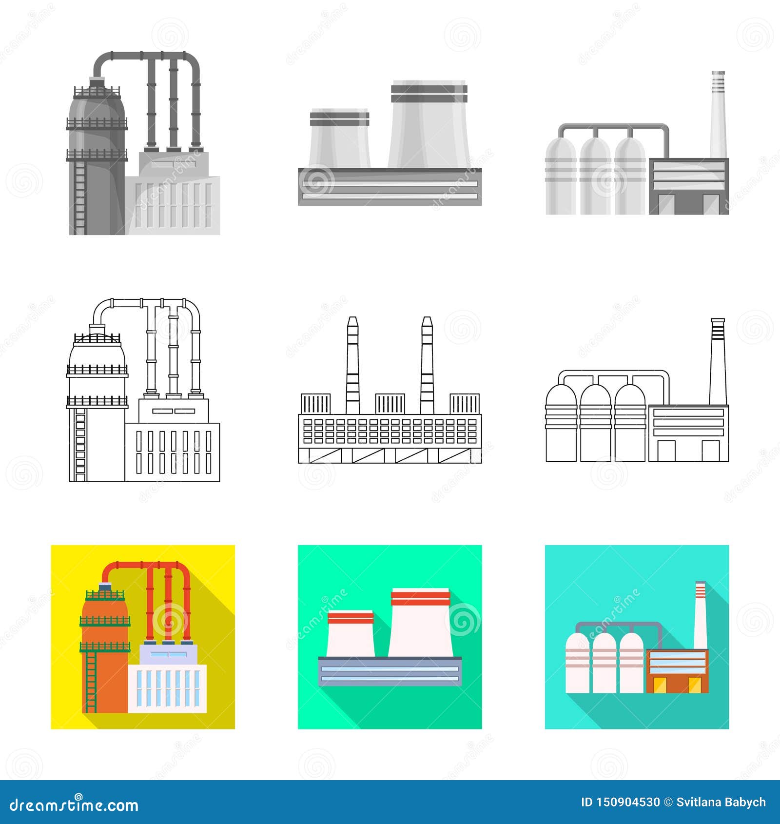 Vector Design of Production and Structure Sign. Set of Production and ...
