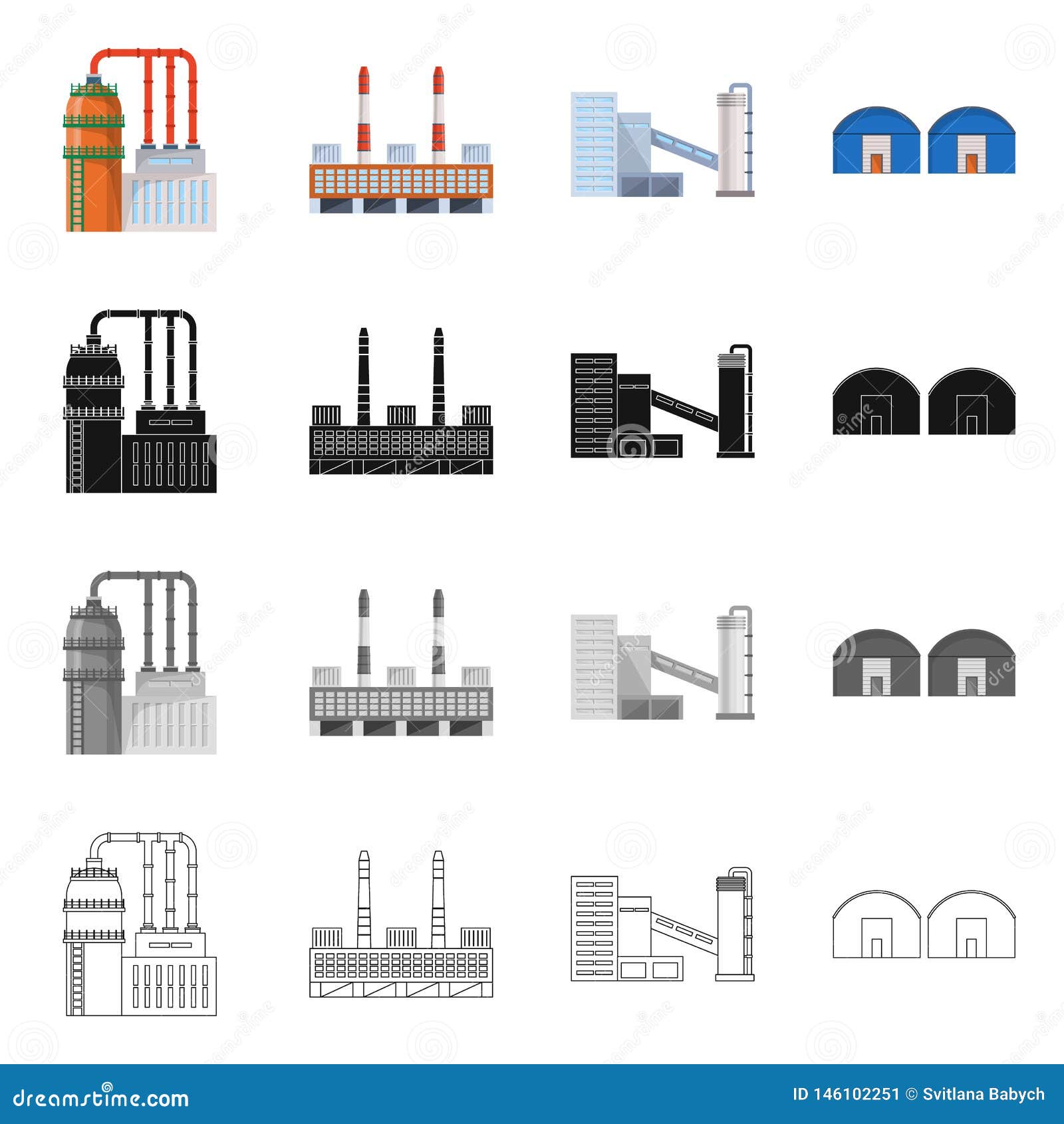 Vector Design of Production and Structure Symbol. Set of Production and ...